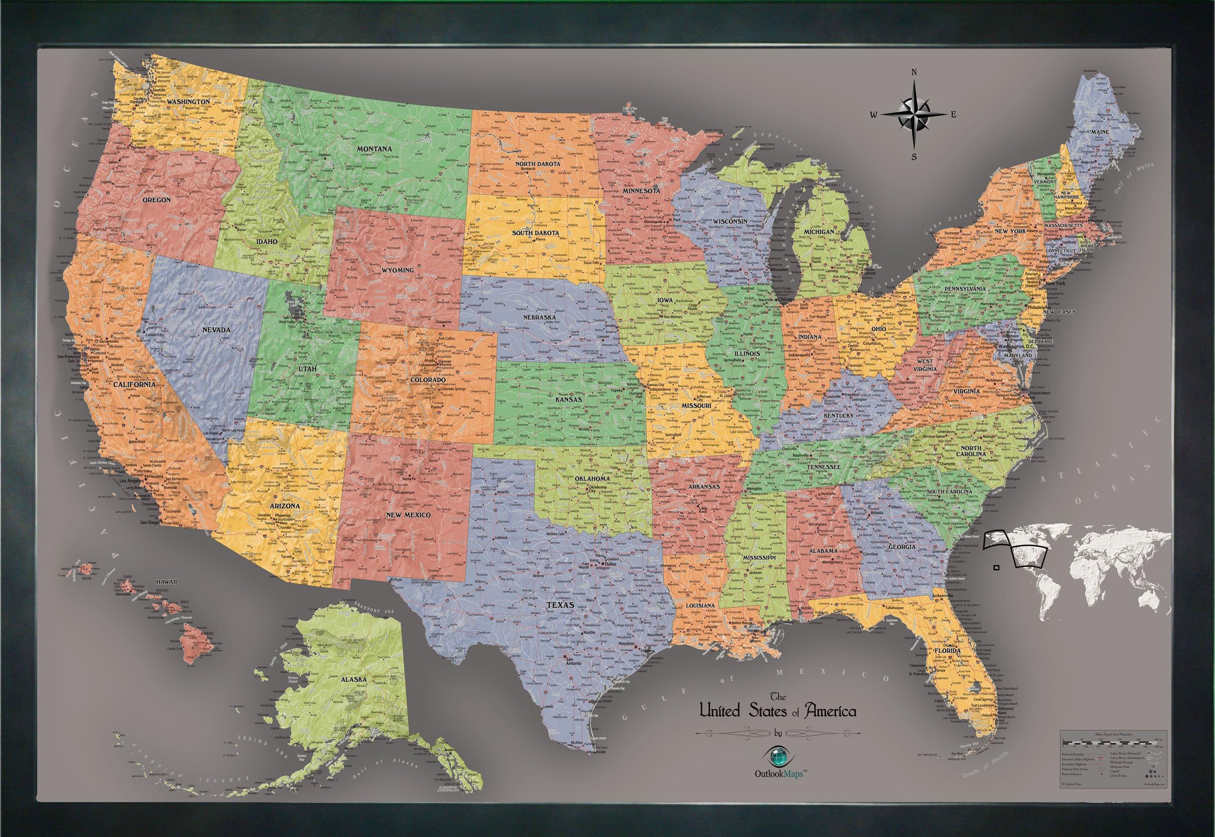 Amazon.com: Homemagnetics 33 x 22 Modern USA Magnetic Map: Posters & Prints