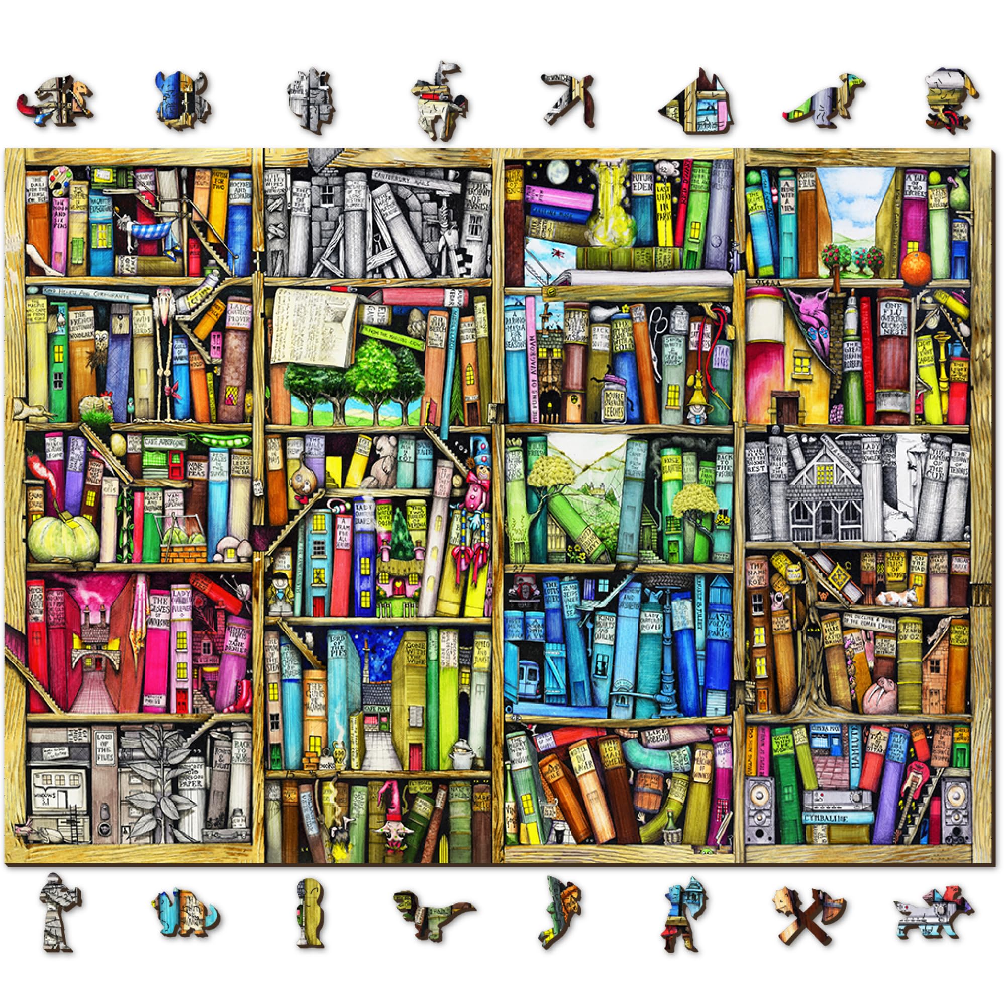 Amazon.com: WOODEN.CITY Wooden Puzzle - Bookshelves | 1000 Pieces with ...
