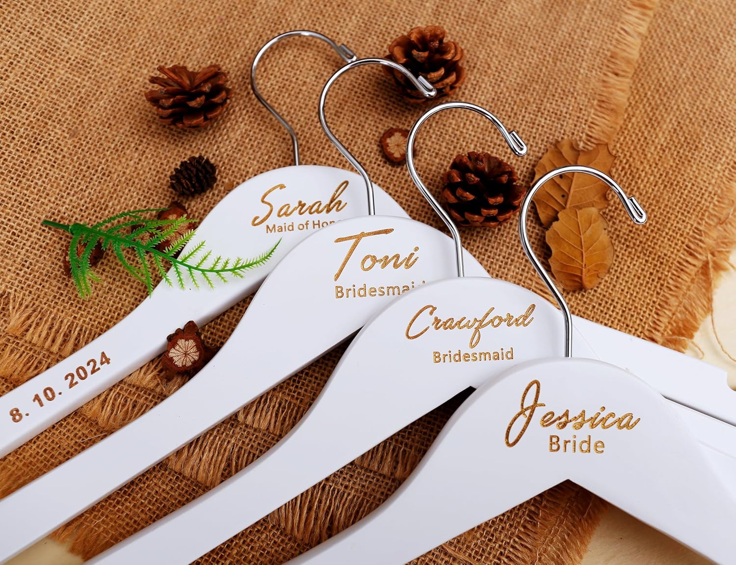Amazon.com: Personalized Wedding Dress Hangers, Made of White Wood with ...