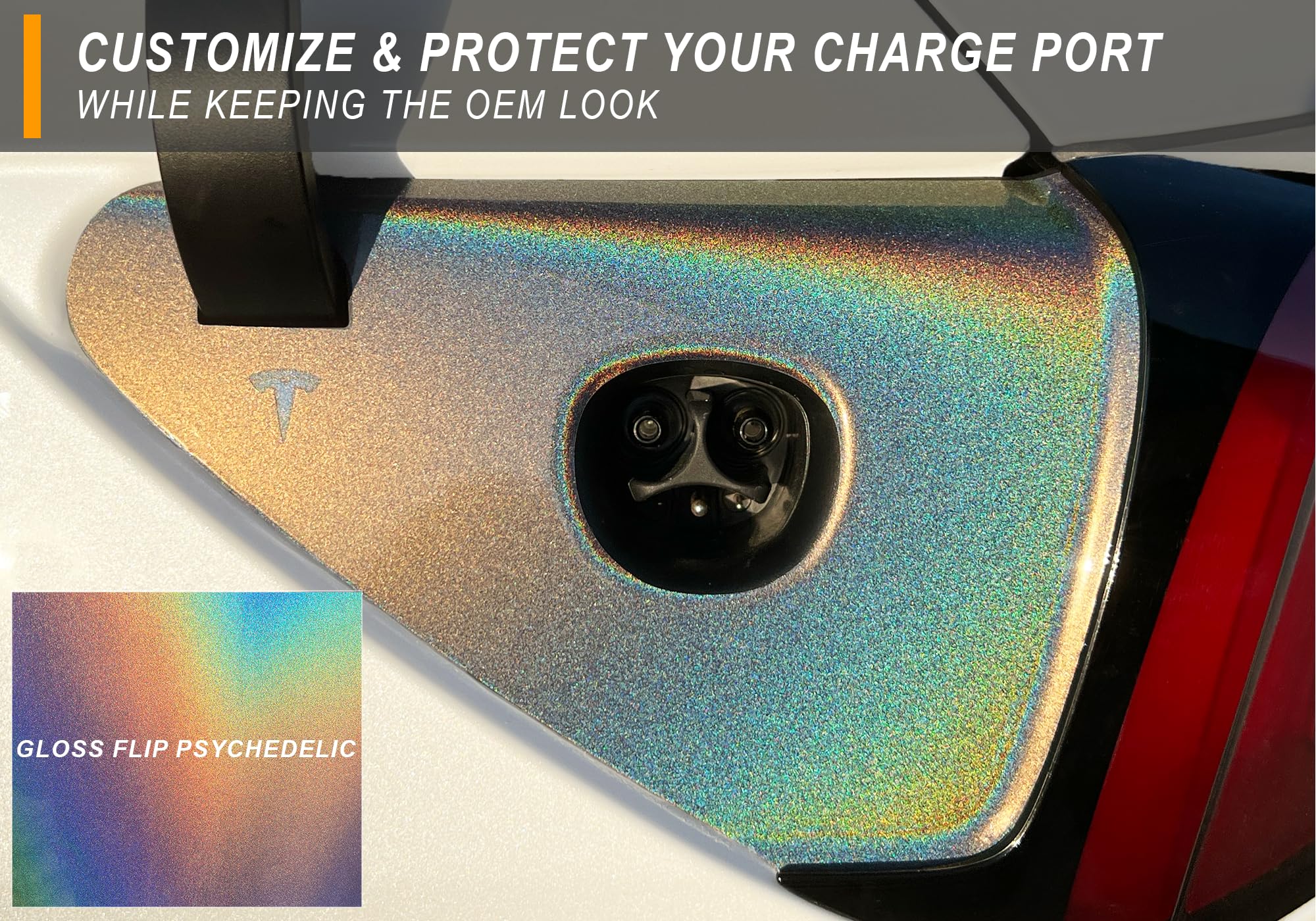 Snapklik.com : Custom Cut Graphics Charge Port Wrap For Tesla Model 3