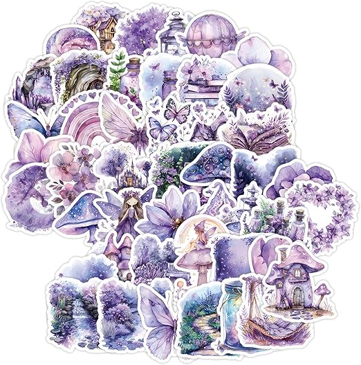 Amazon.com: Purple Flower Fantasy Stickers 50 Pcs, Aesthetic Fairy ...