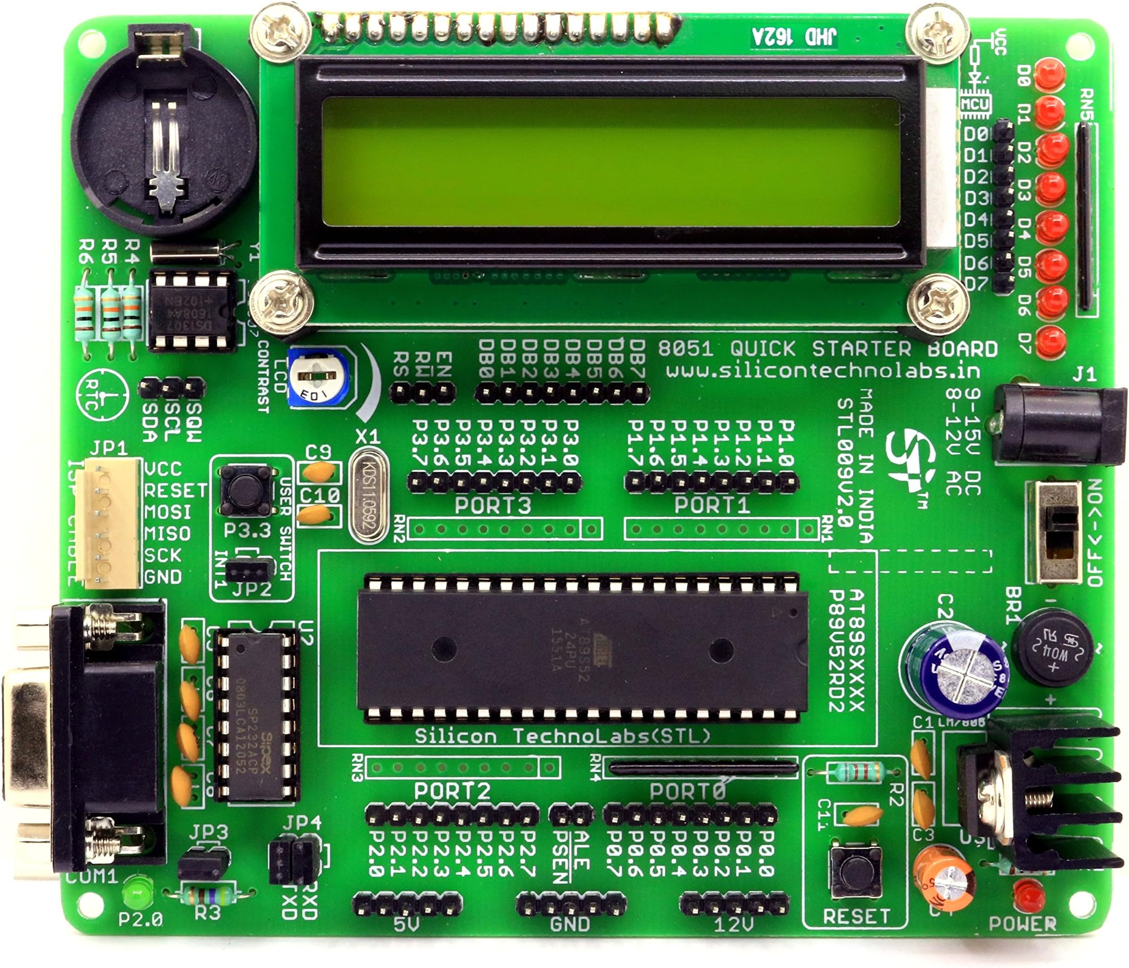 Silicon TechnoLabs ATMEL 8051 Quick Starter Development Board On-Board ...
