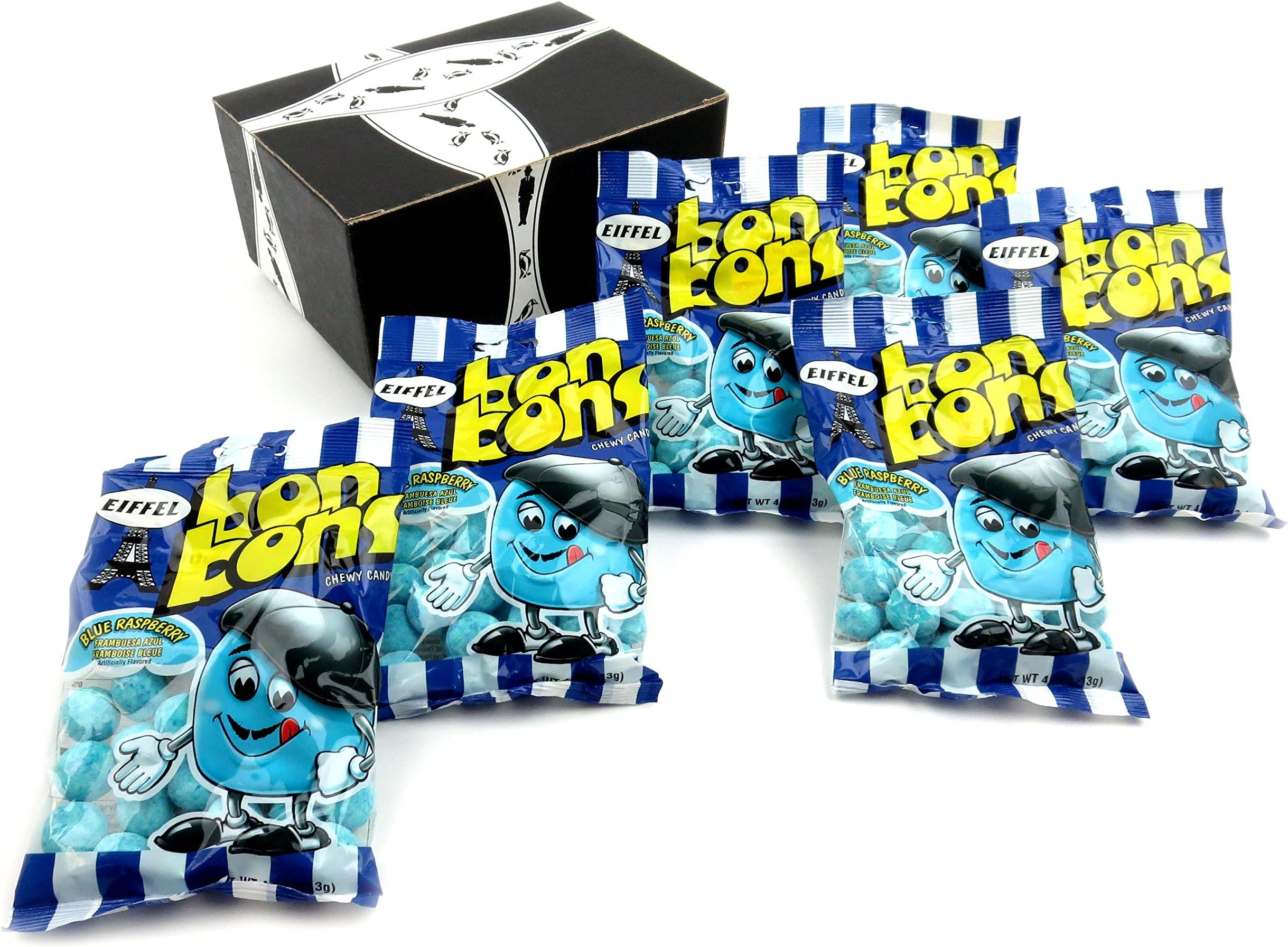 Amazon.com : Eiffel Blue Raspberry Bon Bons Chewy Candy, 4 oz Bags in a ...