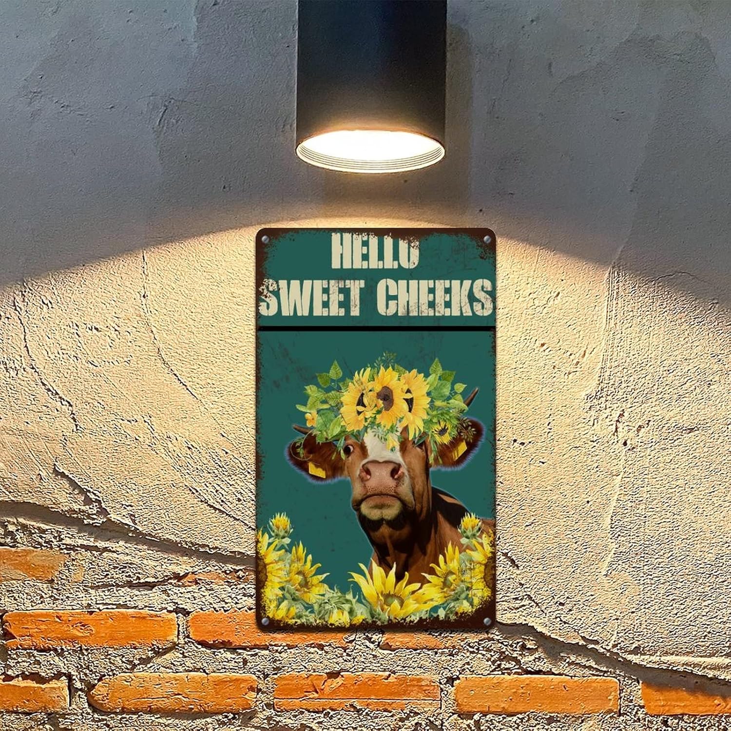 WoGuangis Farm Decor Metal Tin Sign Vintage Farm Cow Cattle Sunflower ...