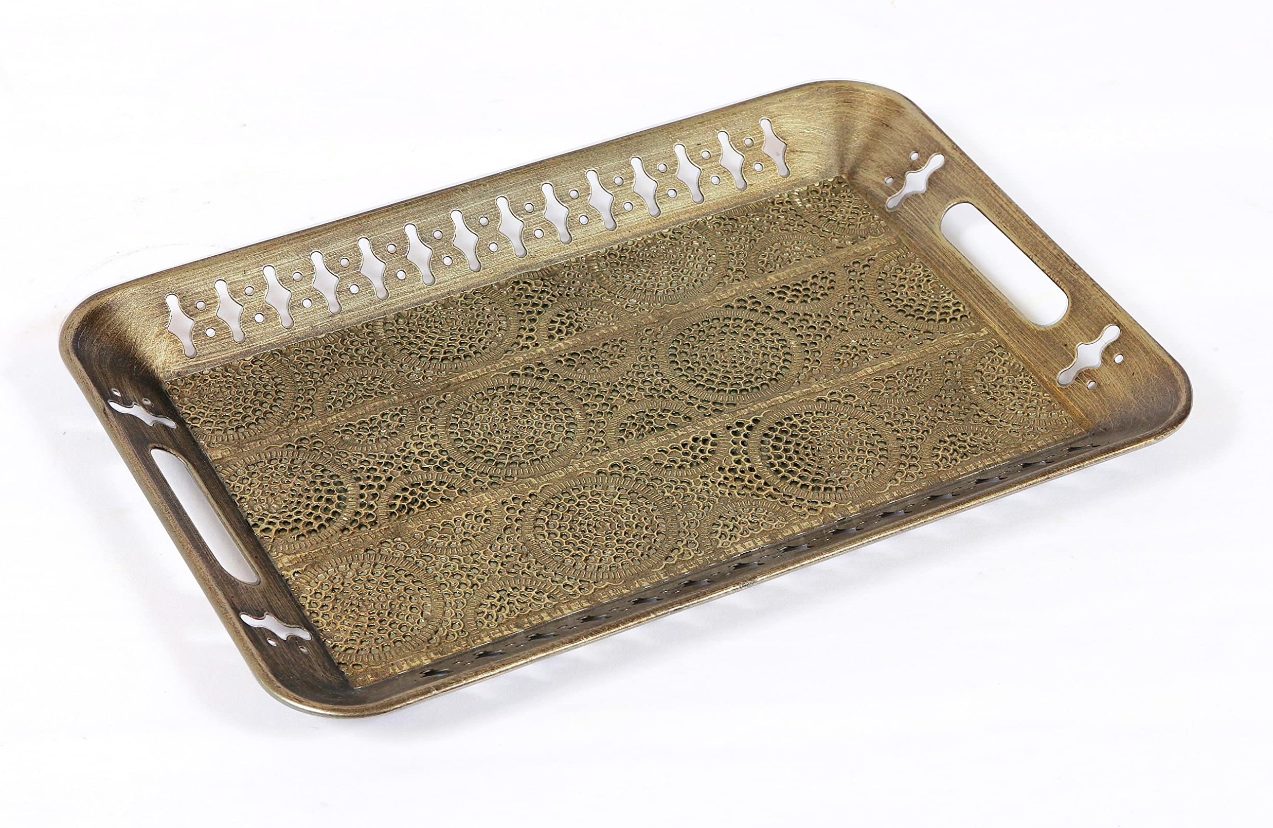 Amazon.com: Gold Rectangle Trays, Stainless Steel Metal Serving Tray ...