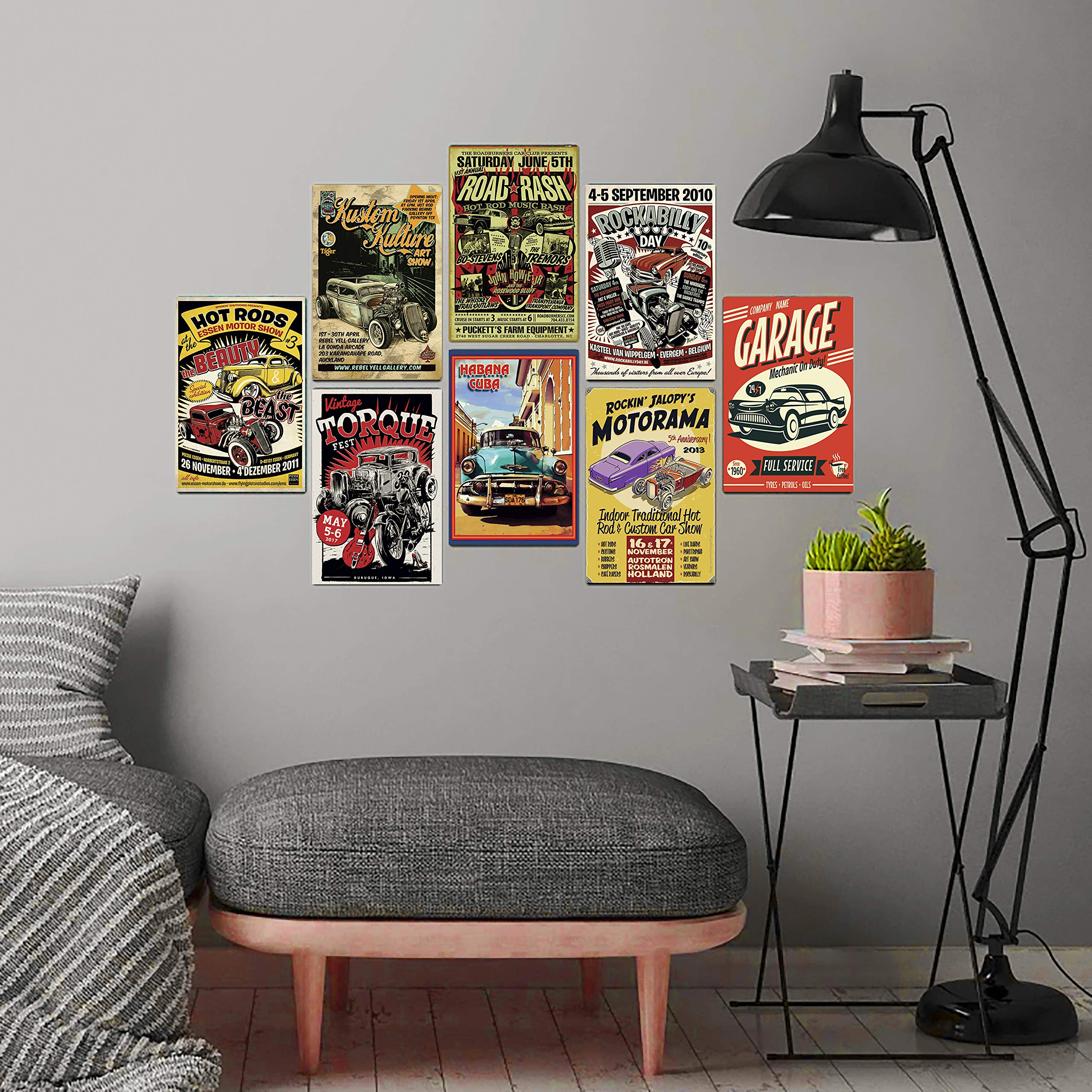 Hk Studio Vintage Car Posters Decal Retro Car Posters For Room ...