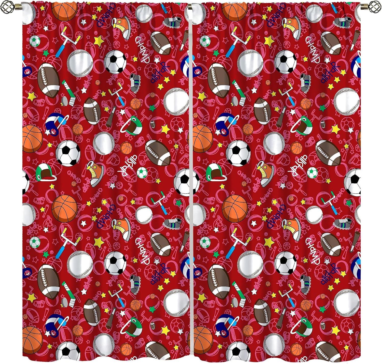 Amazon.com: Llylumty Sports Basketball Curtain for Boys Room Soccer ...