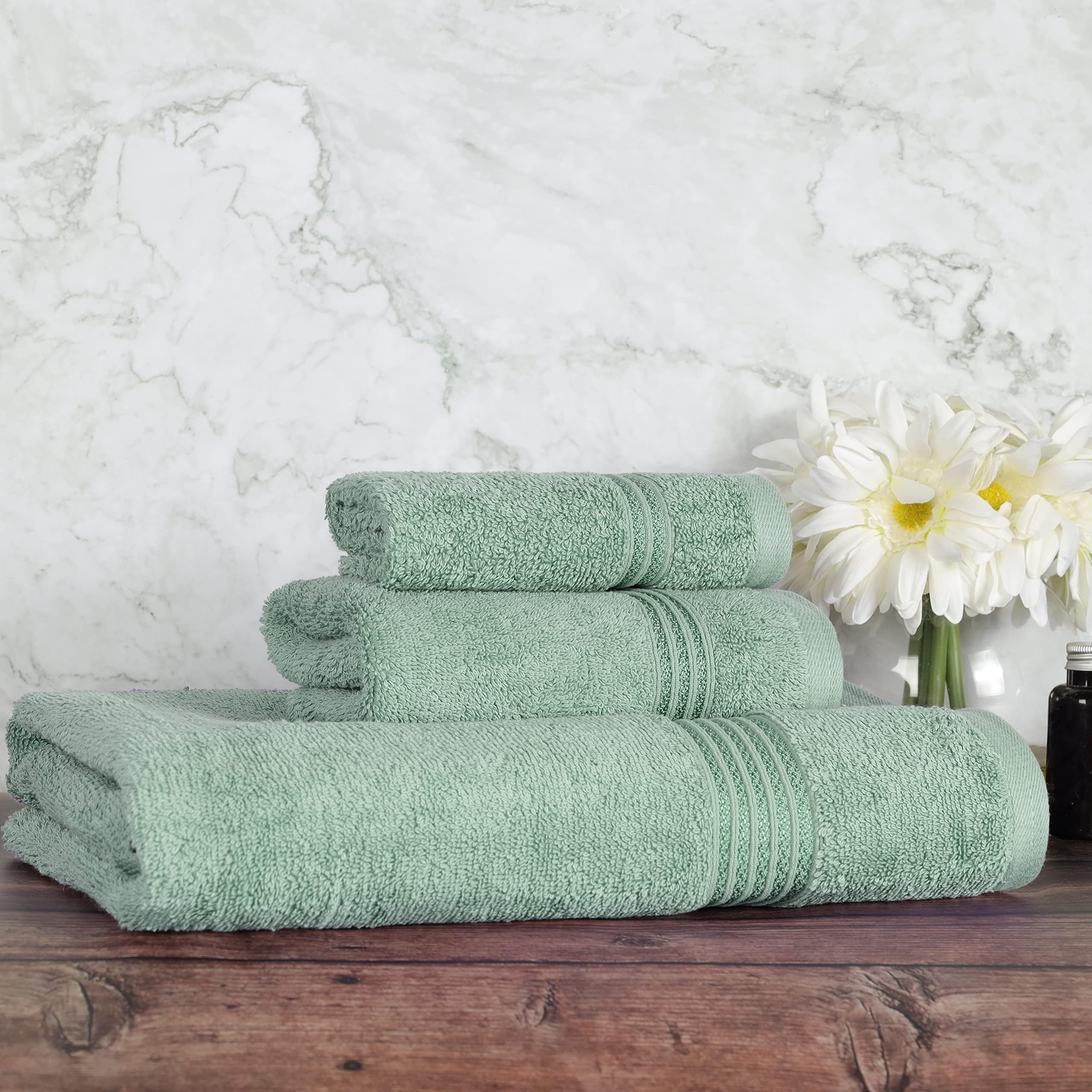 Amazon.com: Superior Egyptian Cotton 3-Piece Towel Set, Basic Towels ...