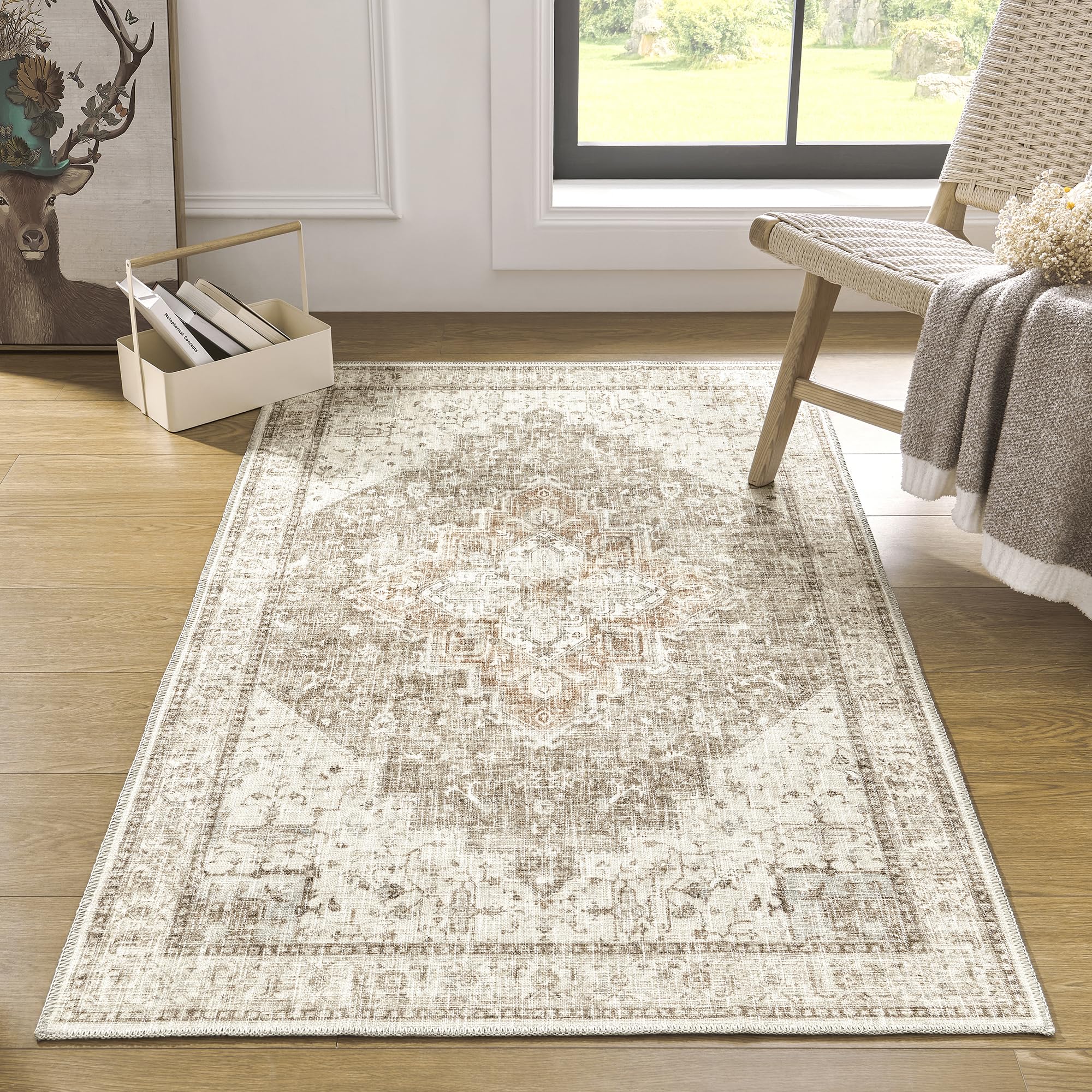 Amazon.com: BILEEHOME 3x5 Area Rug,Washable Non Slip Neutral Farmhouse ...