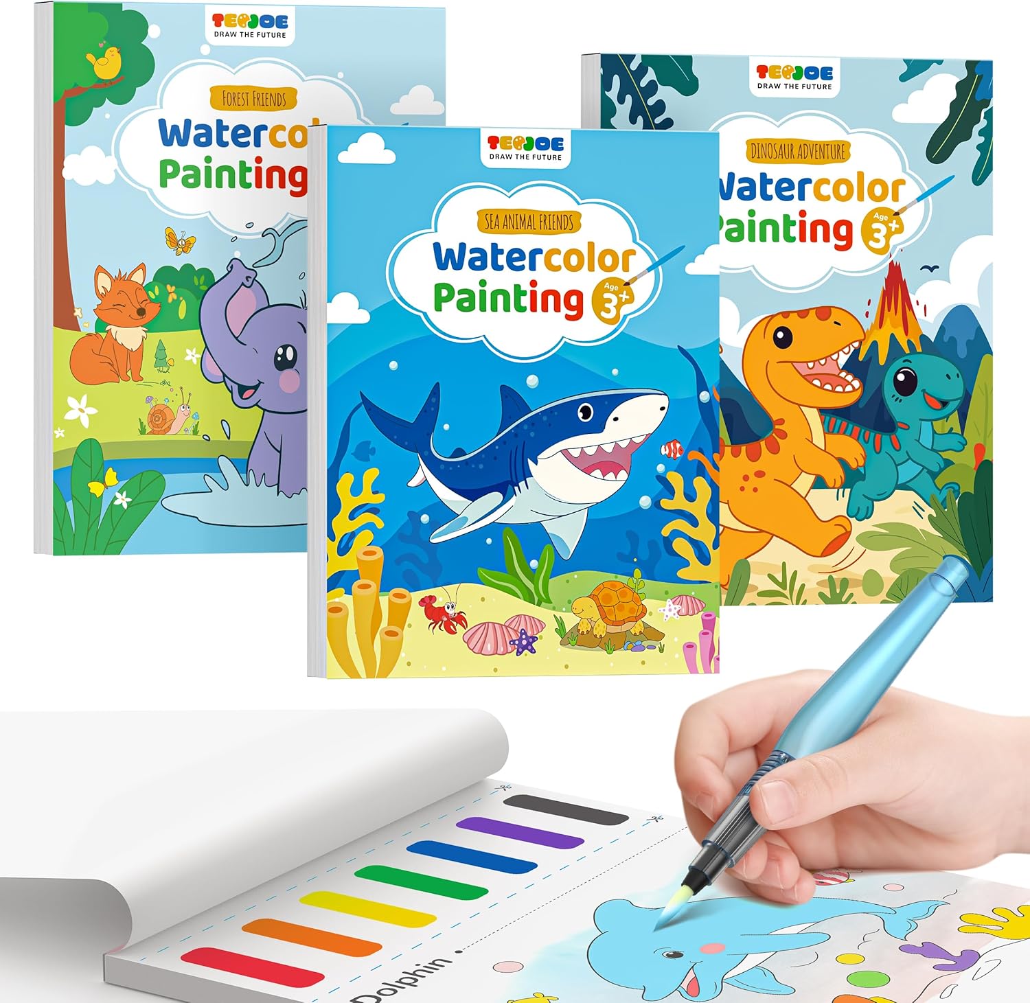 Amazon.com: TECJOE 3 Pack Paint with Water Coloring Books for Toddlers ...