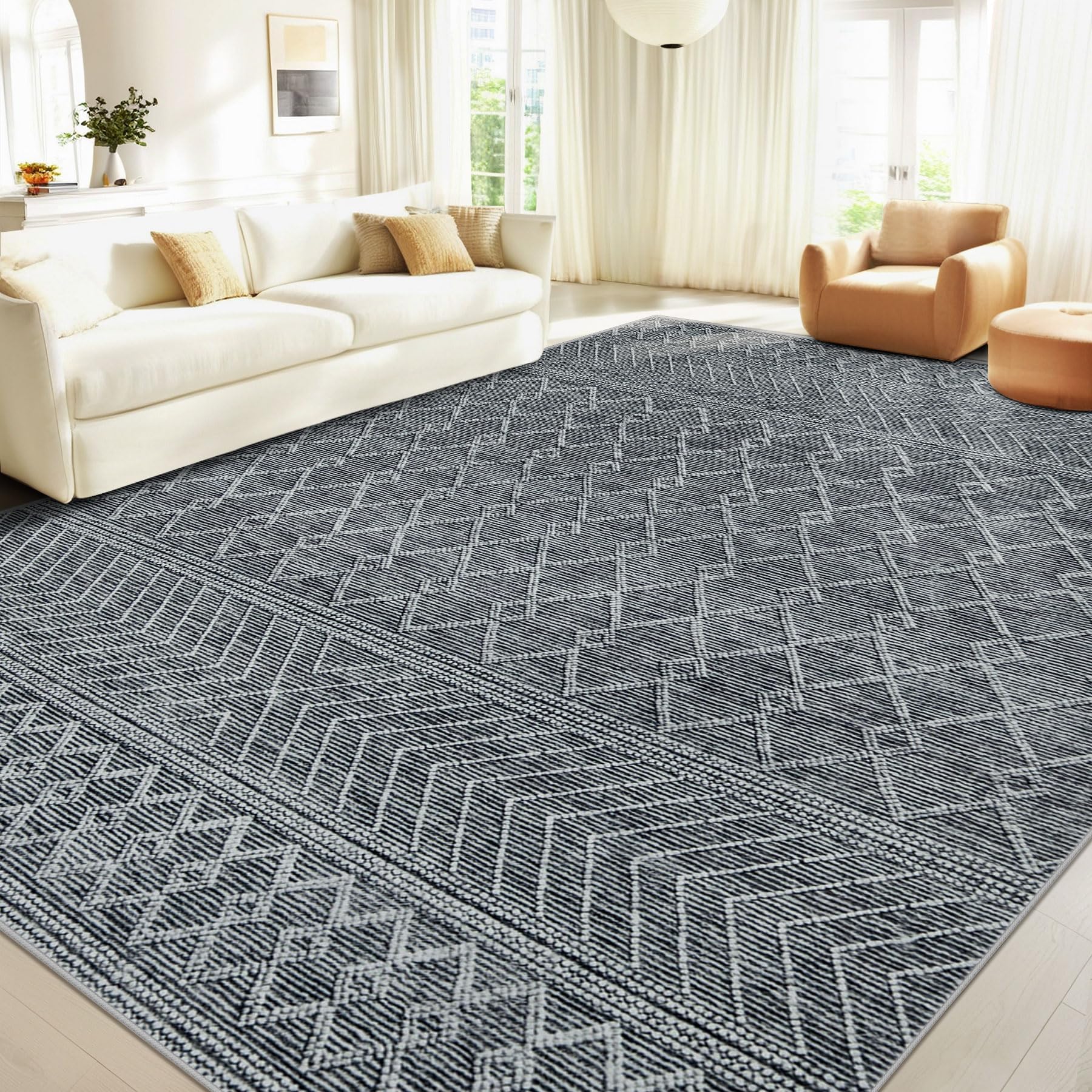 Amazon.com: 9x12 Area Rug Living Room: Washable Boho Geometric Moroccan ...