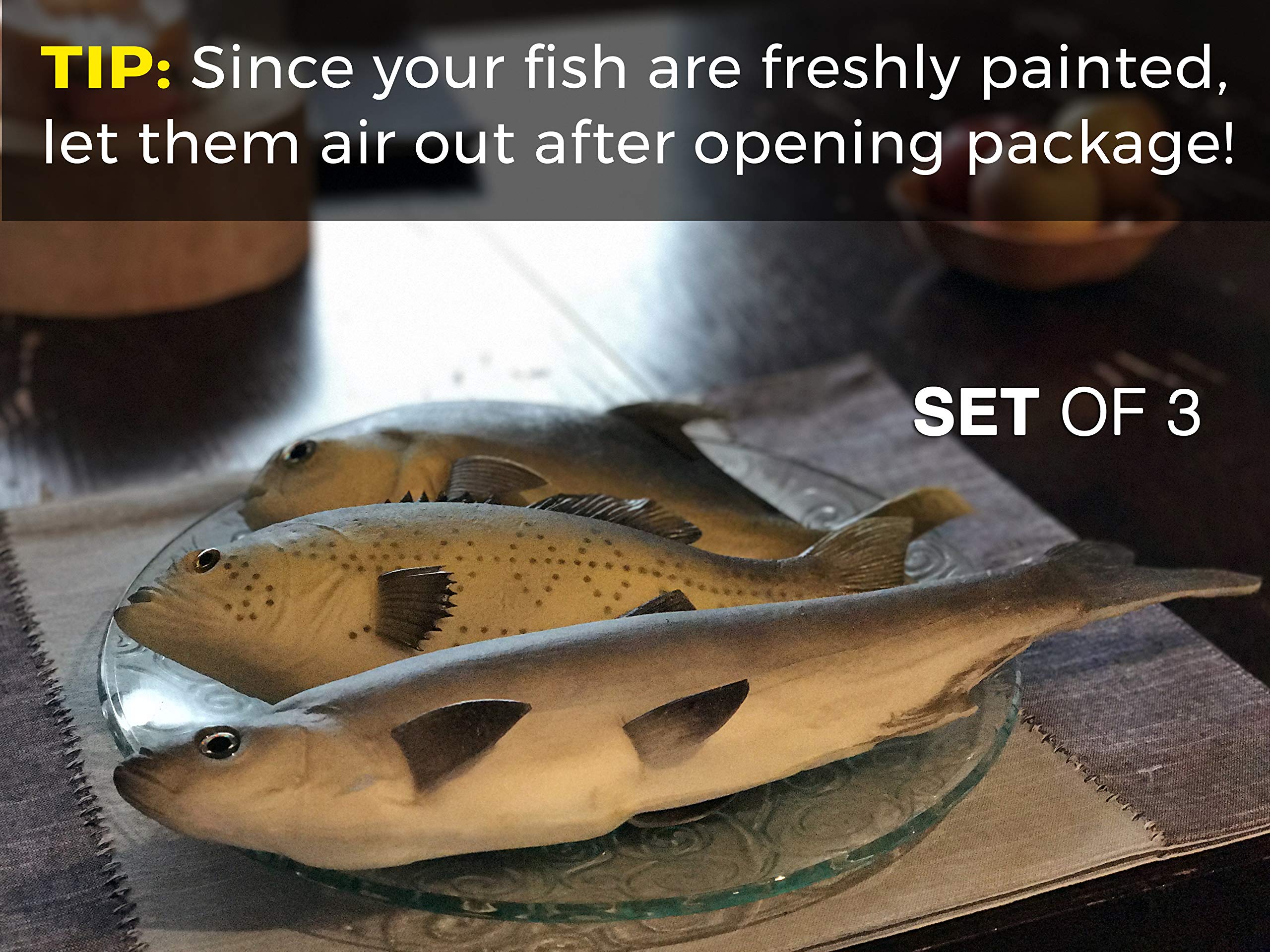 Buy 3 Large Artificial Fish- 12 to 16 in - Premium Quality - Realistic ...