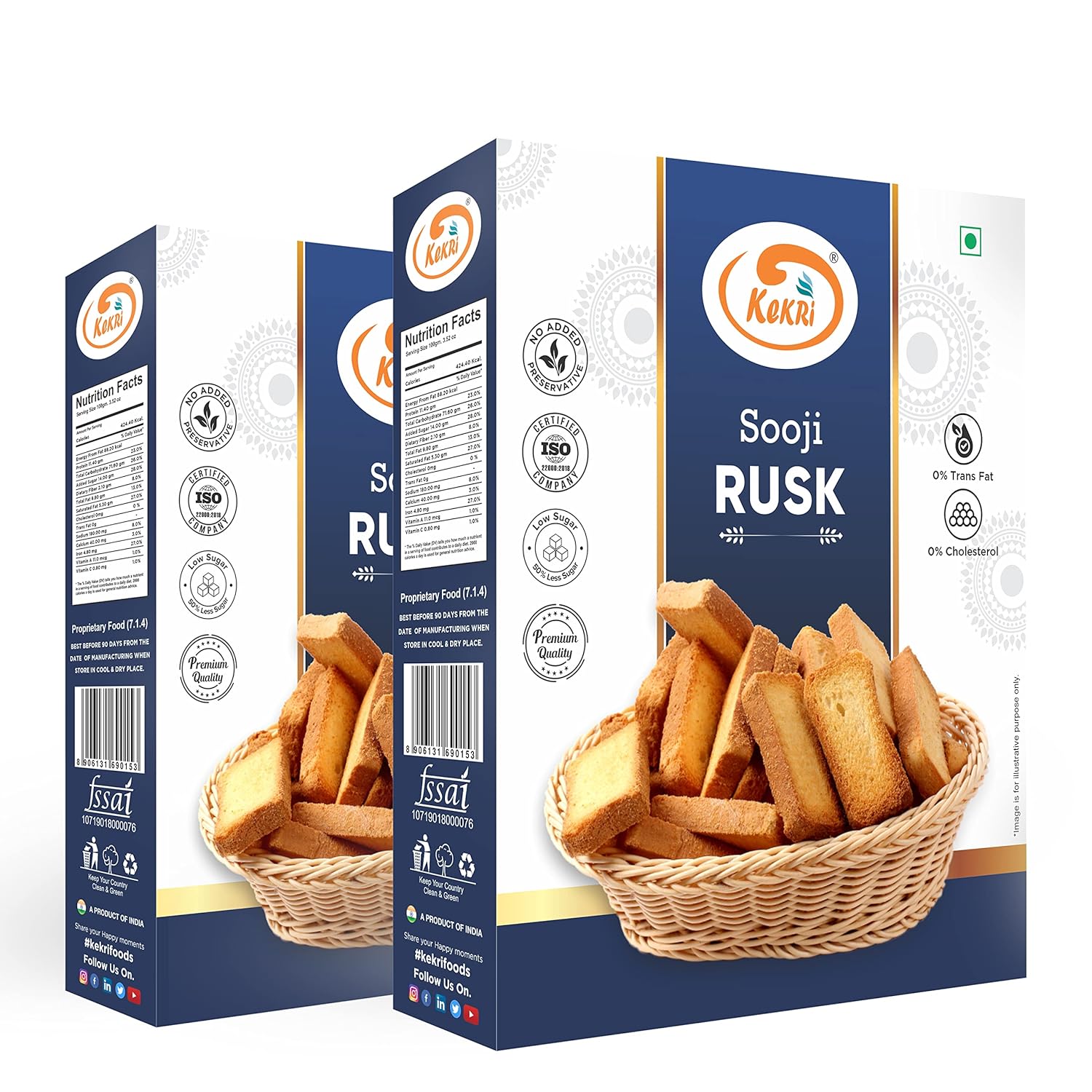 Kekri Sooji Rusk = Pack of 2 [200gm x 2 = 400gm] : Amazon.in: Grocery ...