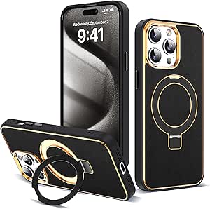 Amazon.com: SureArmor Designed for iPhone 15 Pro Case with Magnetic Invisible O-Ring Stand ...