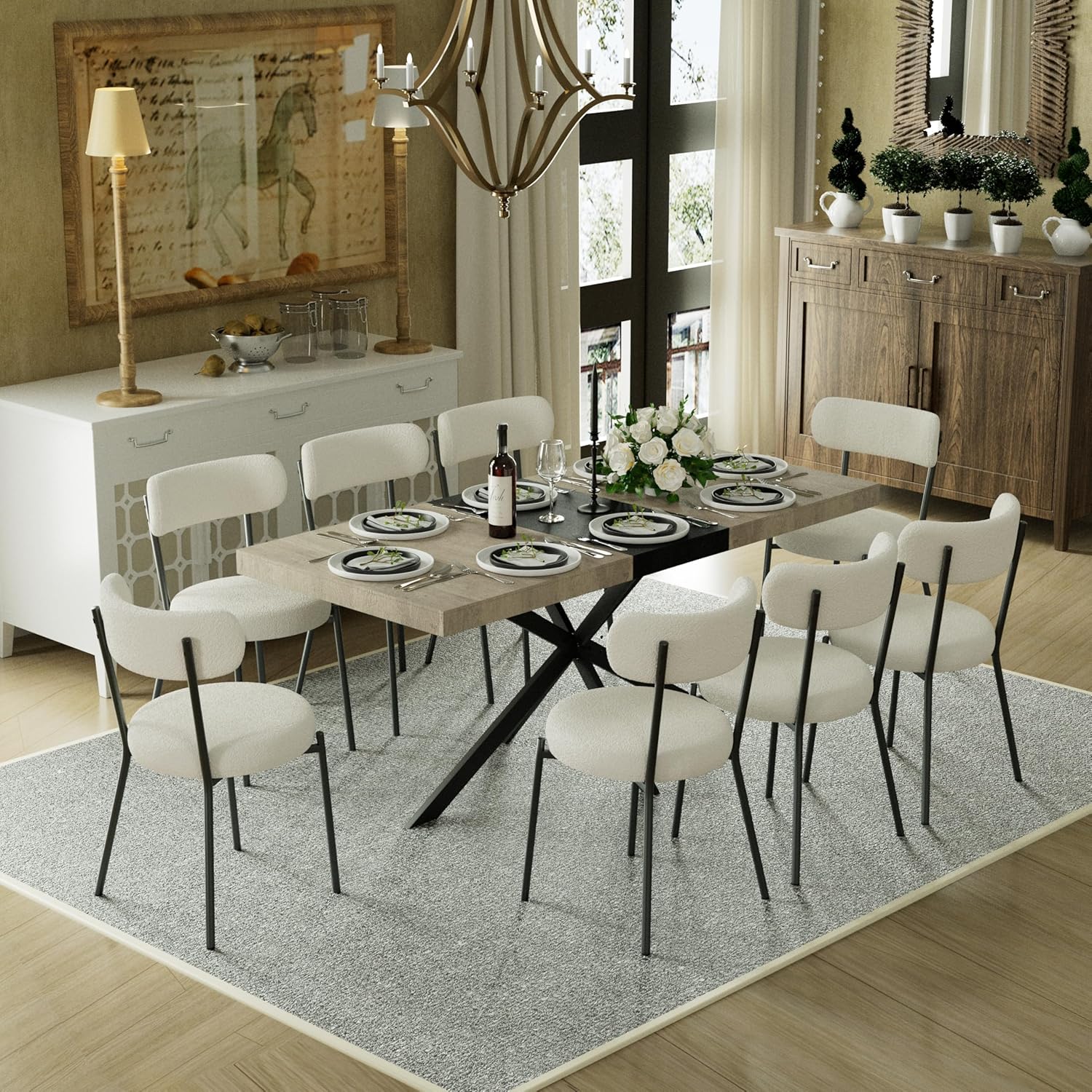 Amazon.com - RGZ 55"-70" Extendable Dining Table Set for 4 6 8, 9-Piece ...