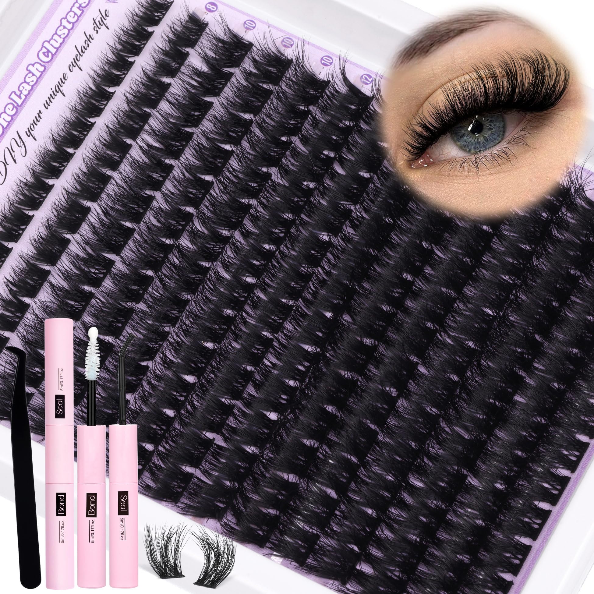 ALICE Fluffy Lash Clusters Kit Thick 200D DIY Lash Extension Kit ...