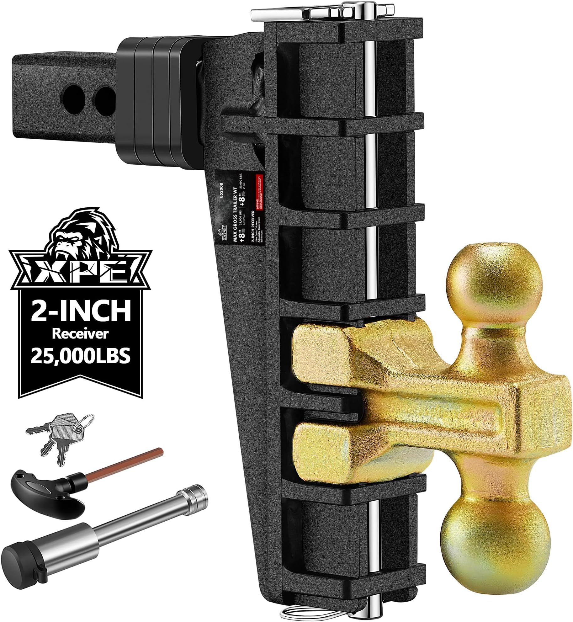 Amazon.com: XPE Adjustable Trailer Hitch Fits 2-Inch Receiver,8-Inch Drop/Rise,2"&2-5/16" Ball ...