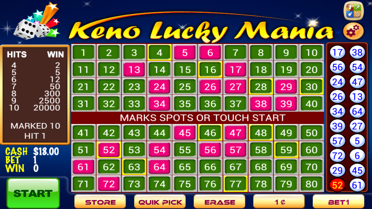 Keno Lucky Mania - Online Multi Play Keno - App on Amazon Appstore