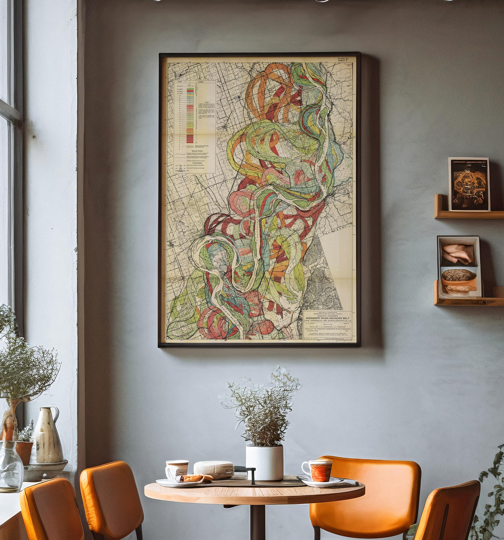 Amazon.com: Sheet 2-1944 Mississippi River Map - River House Decor Wall ...