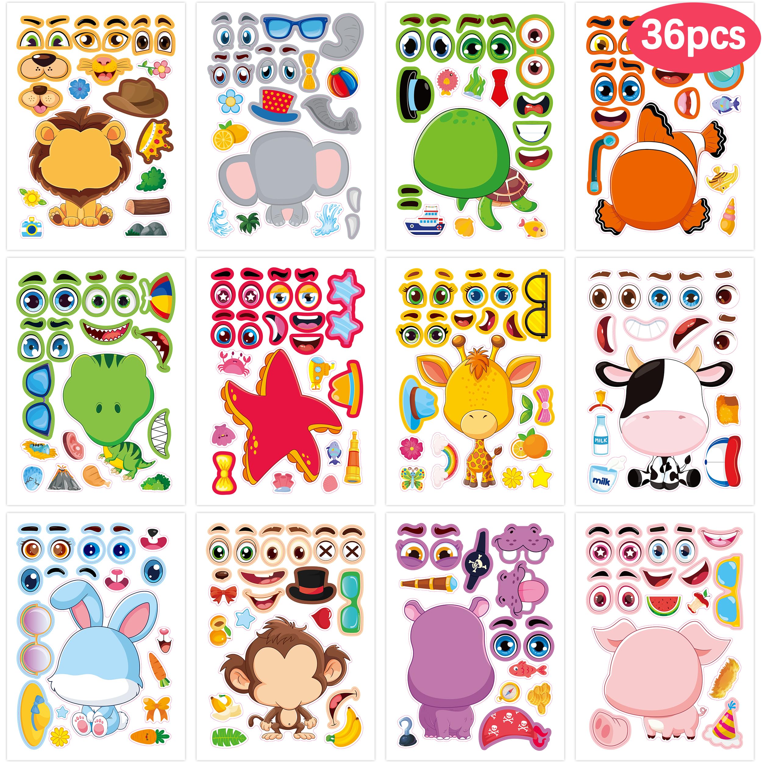 Snapklik.com : 36 Sheets 9"x6" Make Your Own Stickers, Make A Face ...