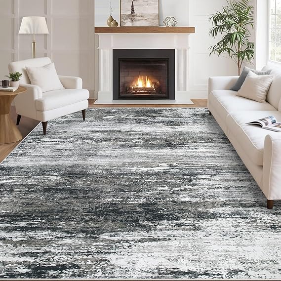Washable Rug 6x9 Area Rugs for Living Room: Neutral Soft Rug Abstract ...