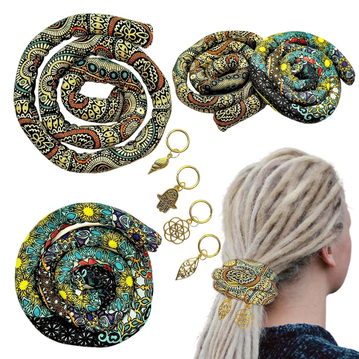 Amazon.com : 2 pcs Handmade Spiral Lock Hair Tie Bendable Loc Tie ...