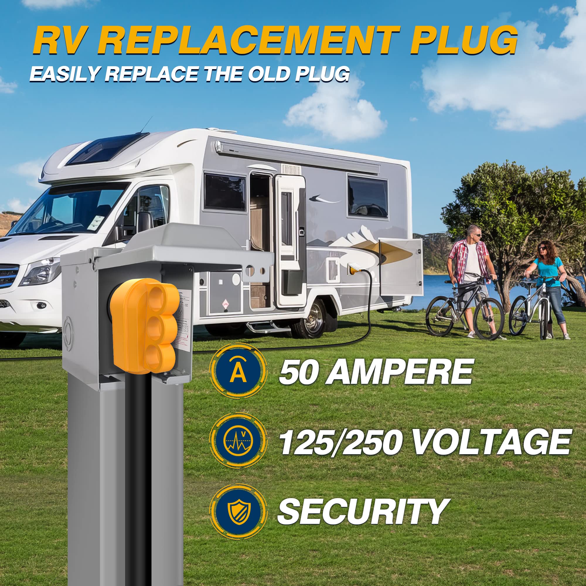 Snapklik.com : MICTUNING 125 250V 50Amp Heavy Duty RV Replacement Male Plug