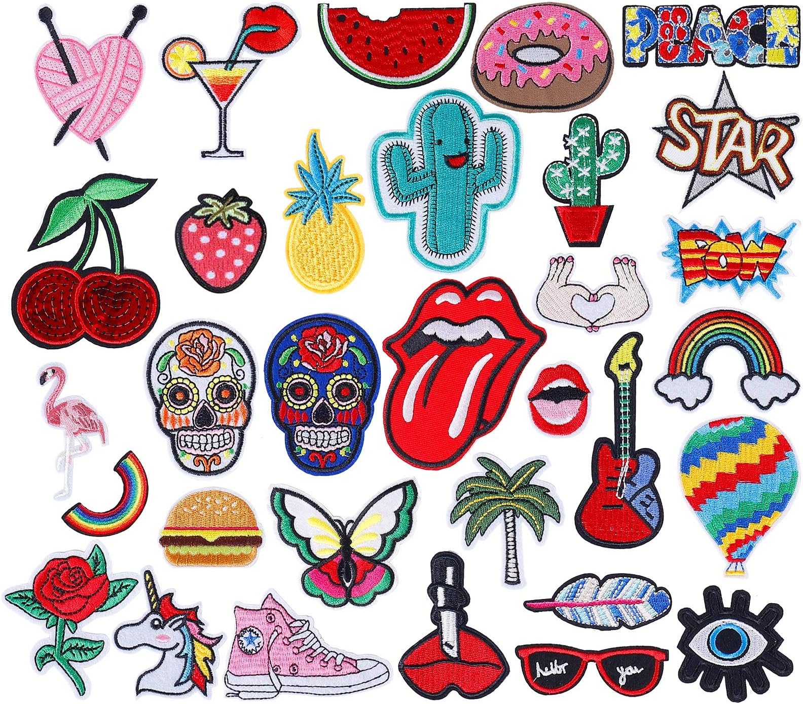 VETPW 16 Pièces Thème Rose Broderie Patch Thermocollant, Broderie ...