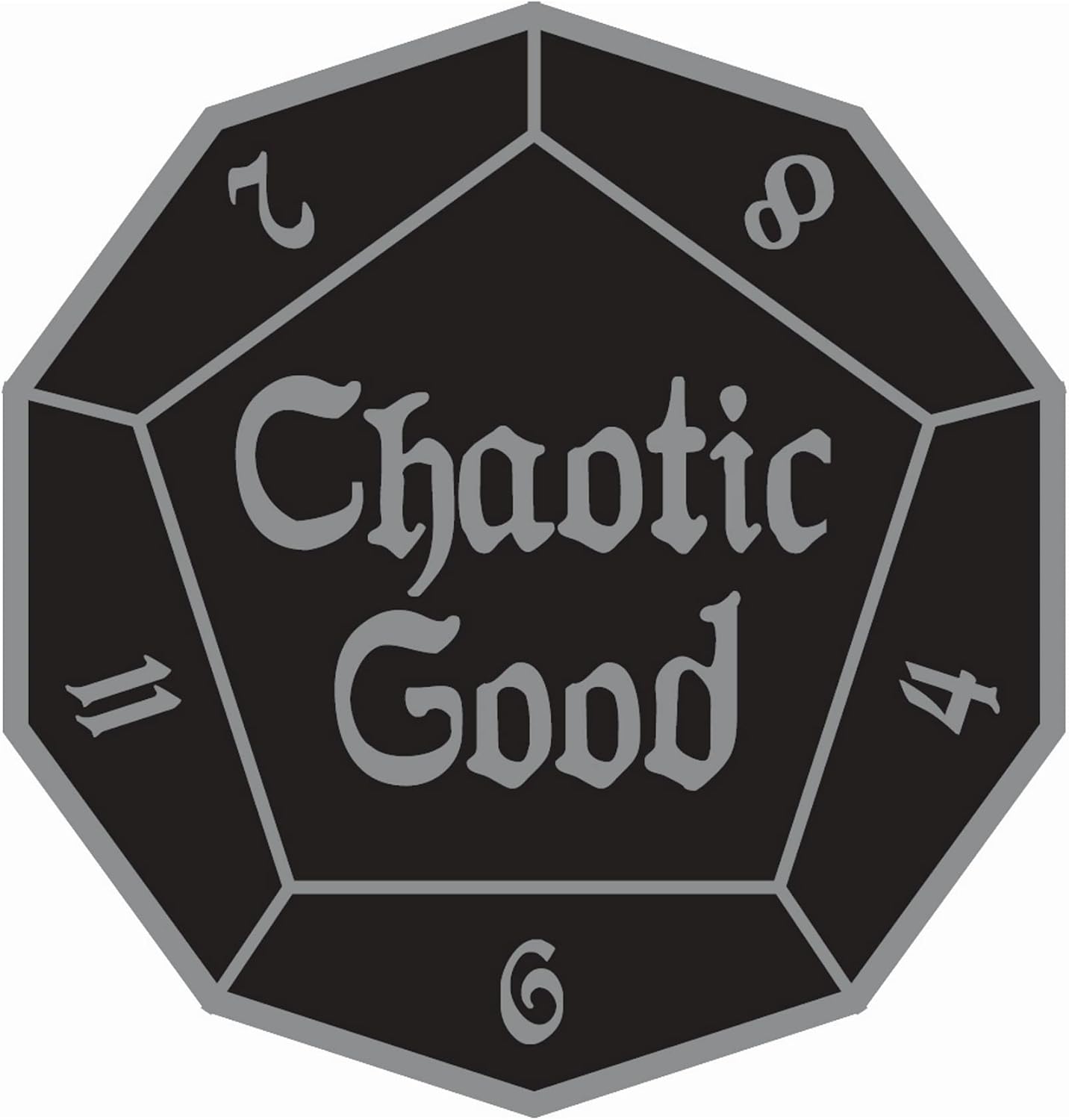 Amazon.com: Chaotic Good Alignment DnD D12 Dice Enamel Pin Silver ...
