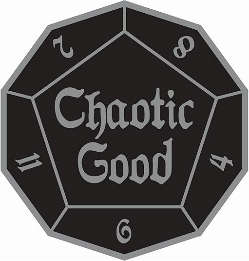 Amazon.com: Chaotic Good Alignment DnD D12 Dice Enamel Pin Silver ...