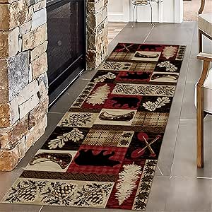 Amazon.com: Vintage Lodge Cabin Runner Rug, 2x10ft, Canoe Paddle Bear ...