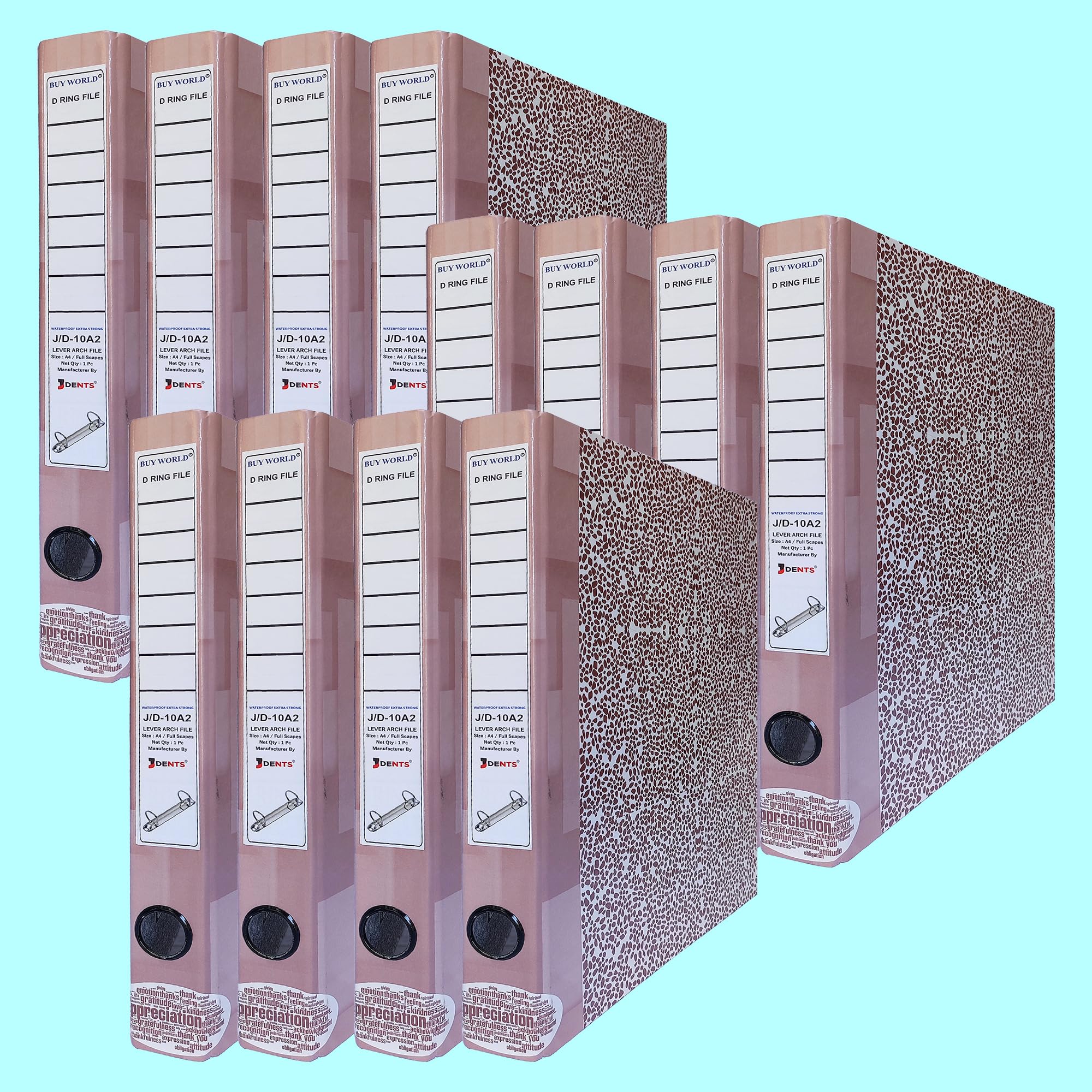 BuyWorld Laminated Office D-Ring Binders File Folder(Dot Brown ...