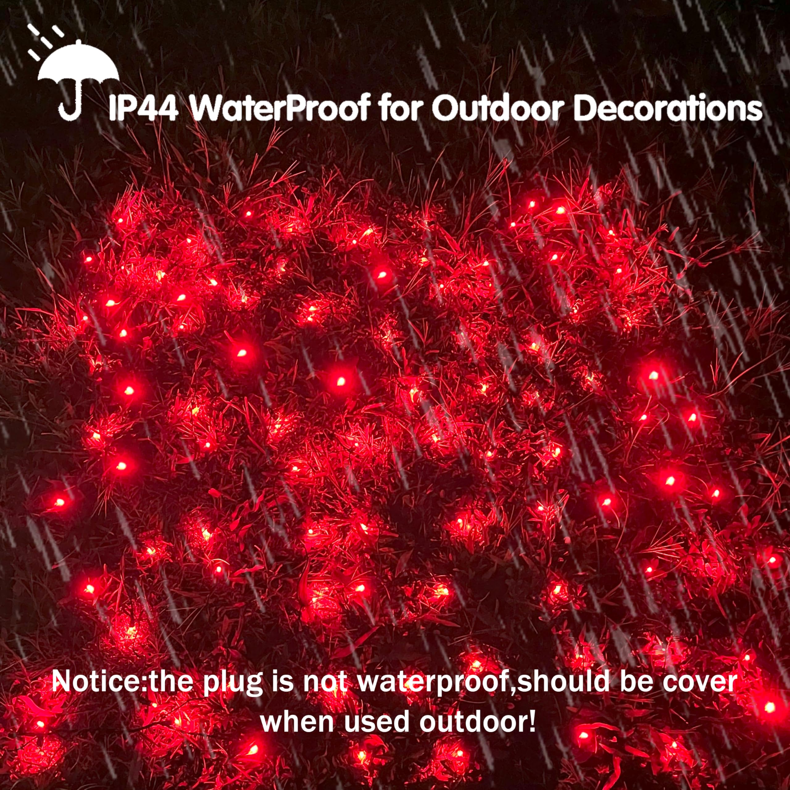 LED Red Christmas Net Lights Outdoor Christmas Decorations Lights ...