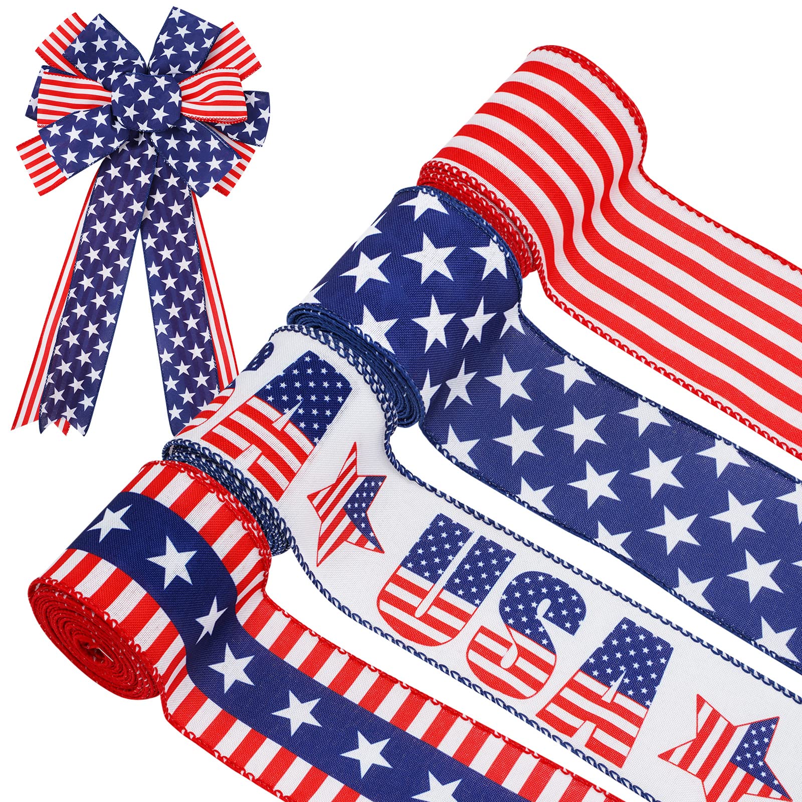 Ribbon American Flag Wave Board United States Flag Ribbon Set Vector