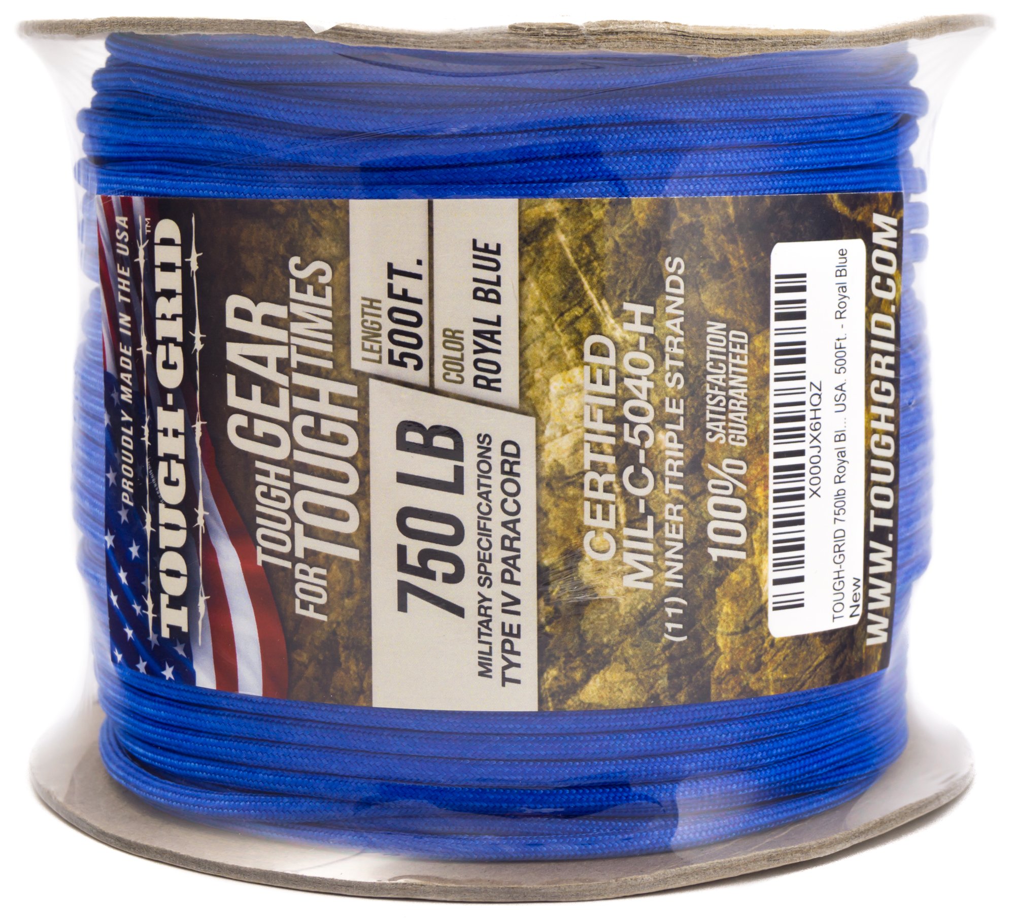 Tough Grid 750lb Royal Blue Paracord Parachute Cord Genuine Mil ...