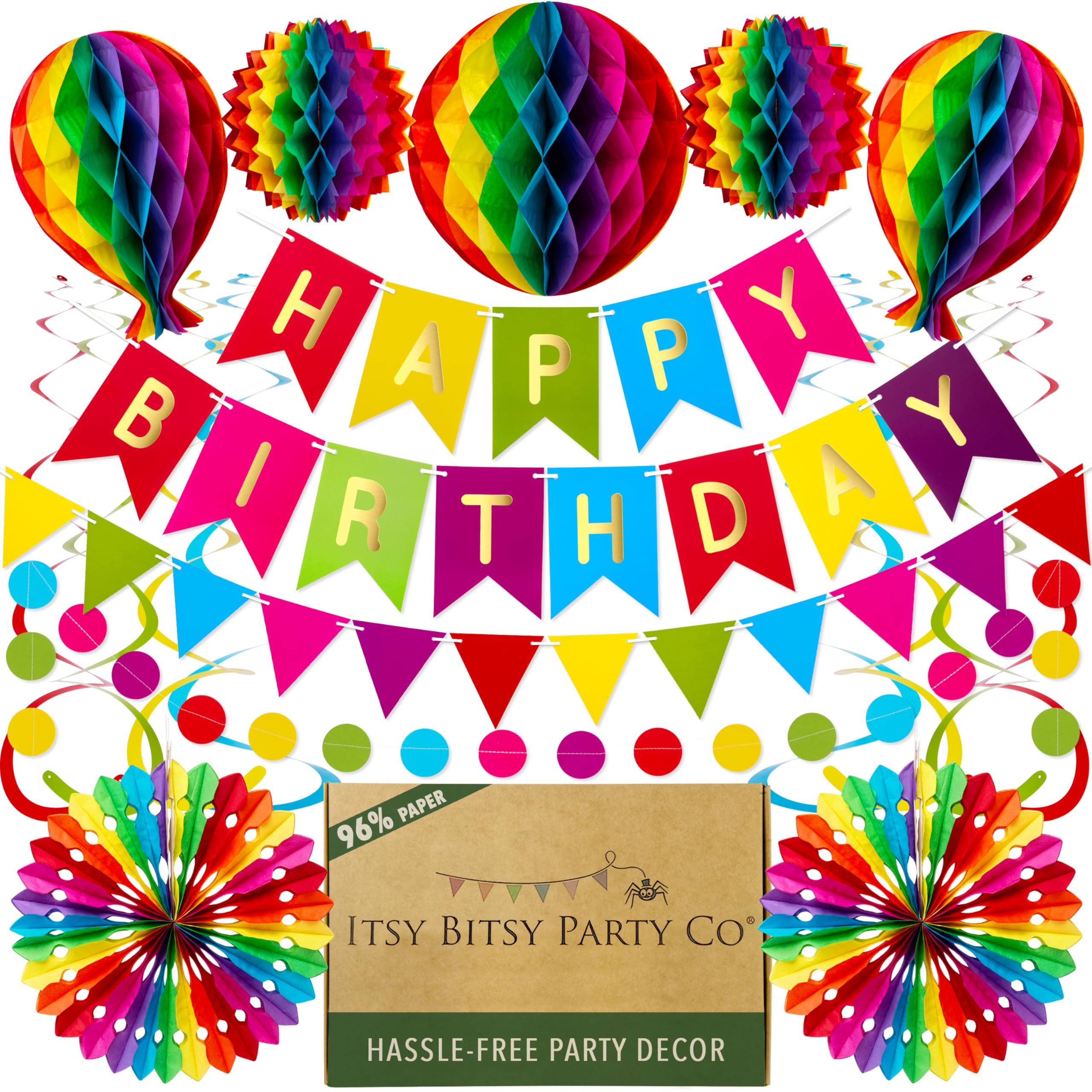 Premium Reusable Birthday Party Decorations - Rainbow Birthday ...