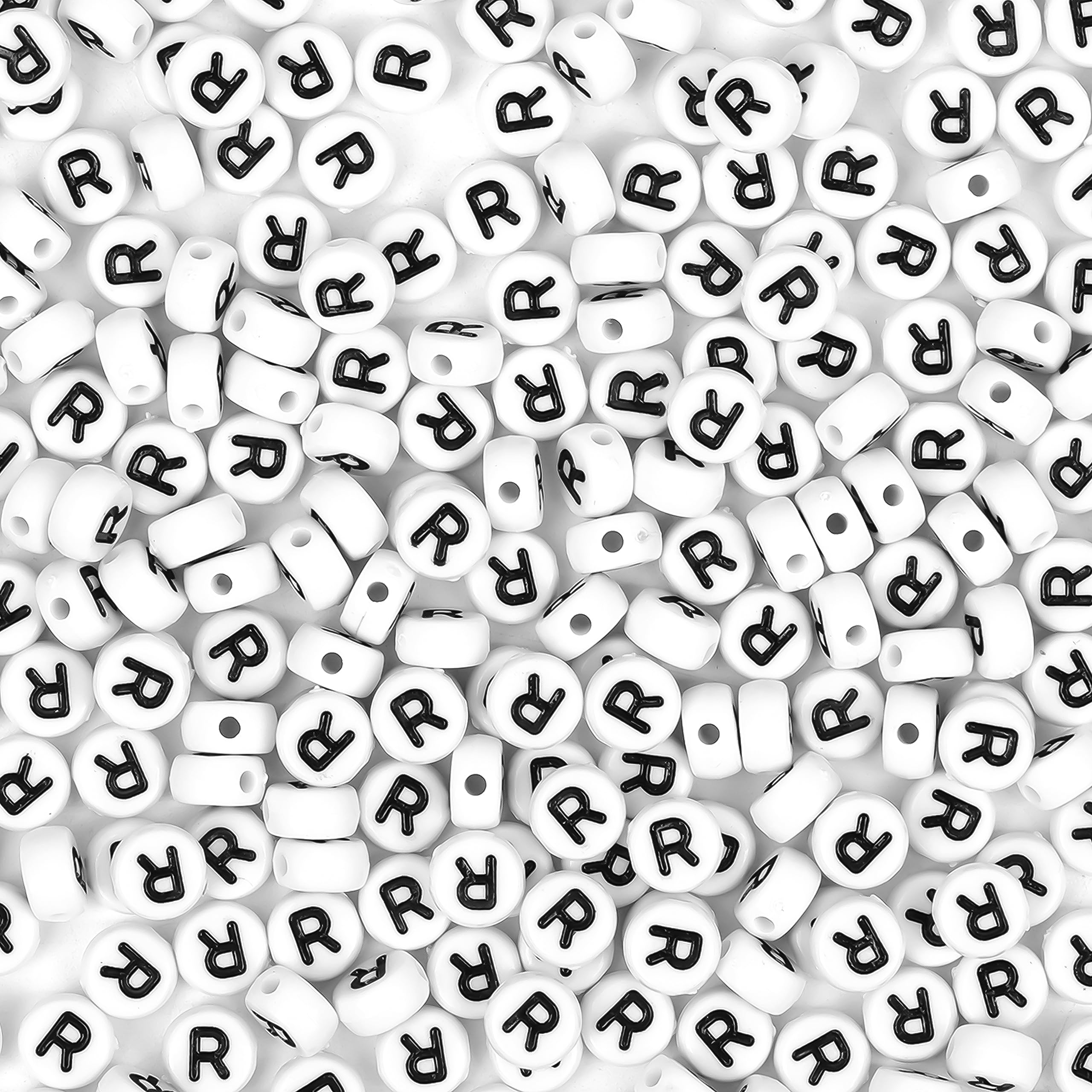 Amazon.com: Auvoua 300Pcs Letter Beads R 4X7mm White Alphabet Beads ...
