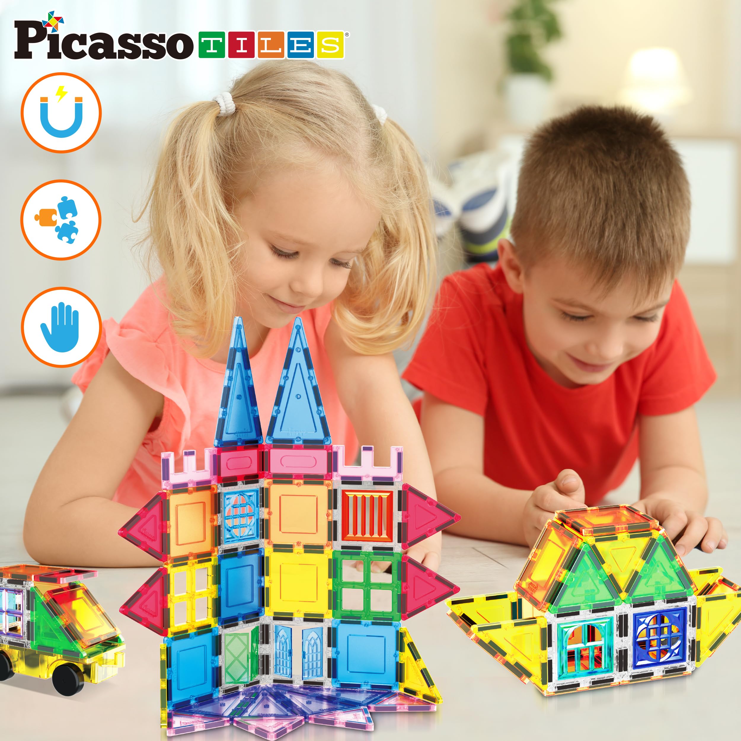 Snapklik.com : PicassoTiles Magnetic Tiles 101pc Magnet Tile Building ...