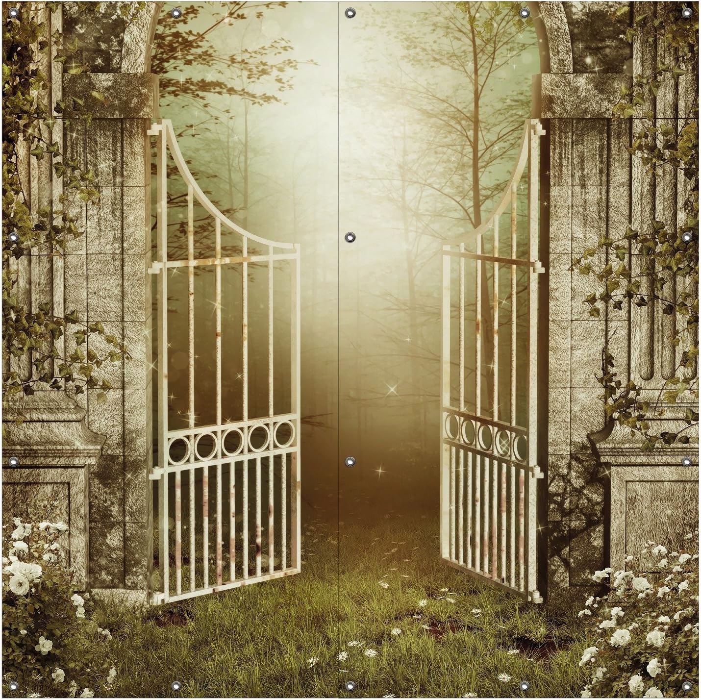 Wallario XXL Outdoor-Poster für Garten oder Balkon Tor in den Wald ...