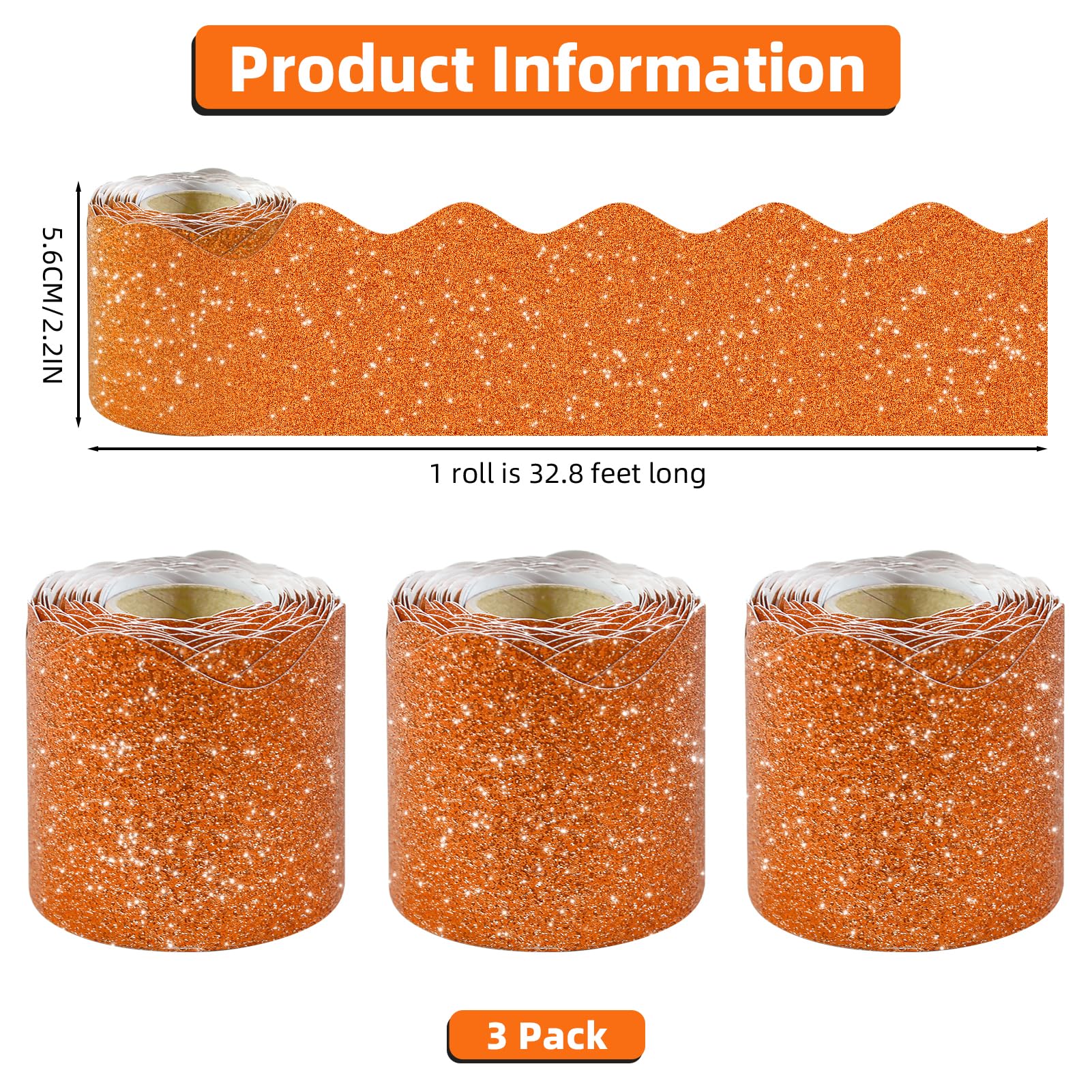 Snapklik.com : Glitter Bulletin Board Borders Set - 3 Rolls 98.4 Ft ...