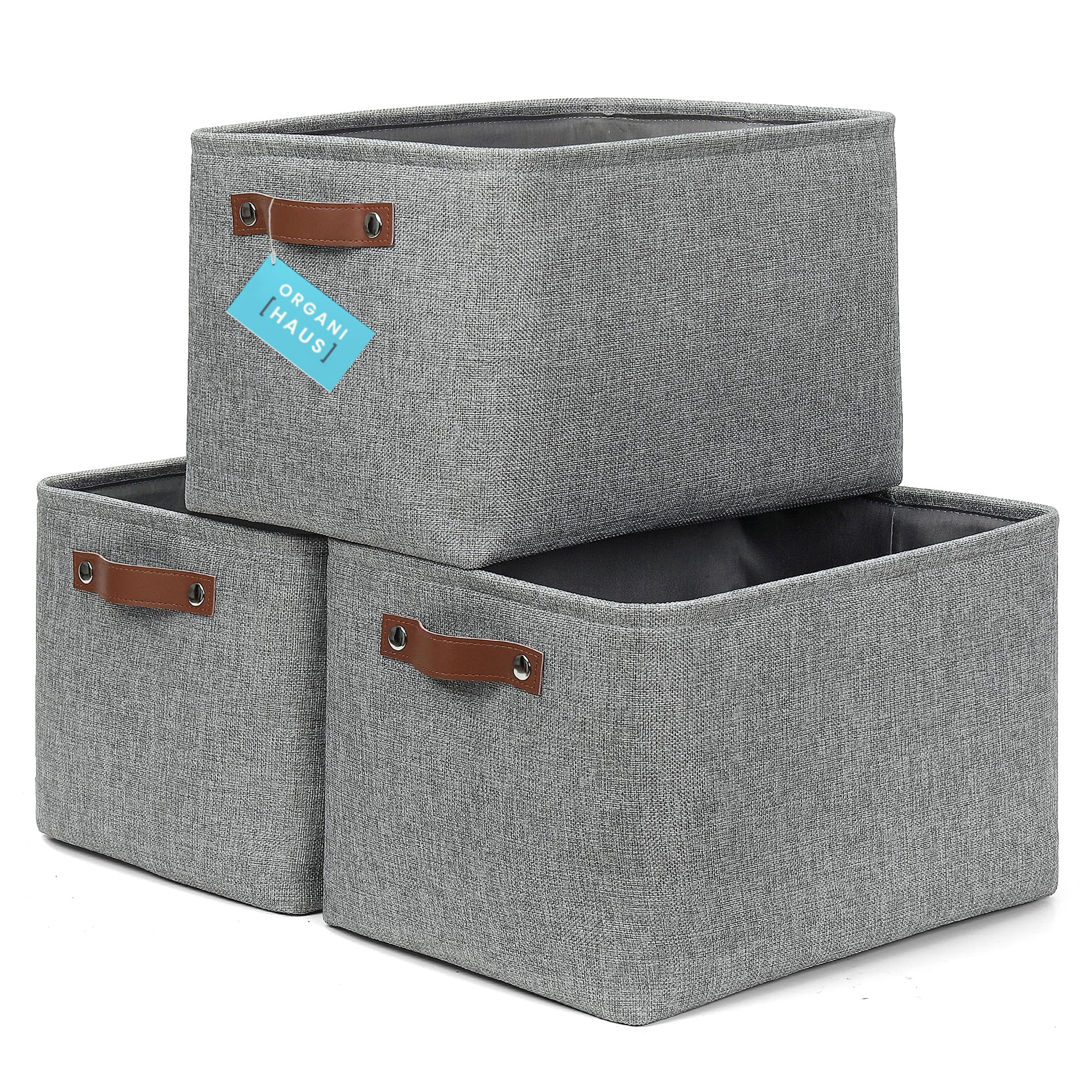 Amazon.com: OrganiHaus Large Fabric Collapsible Storage Bins & Baskets ...