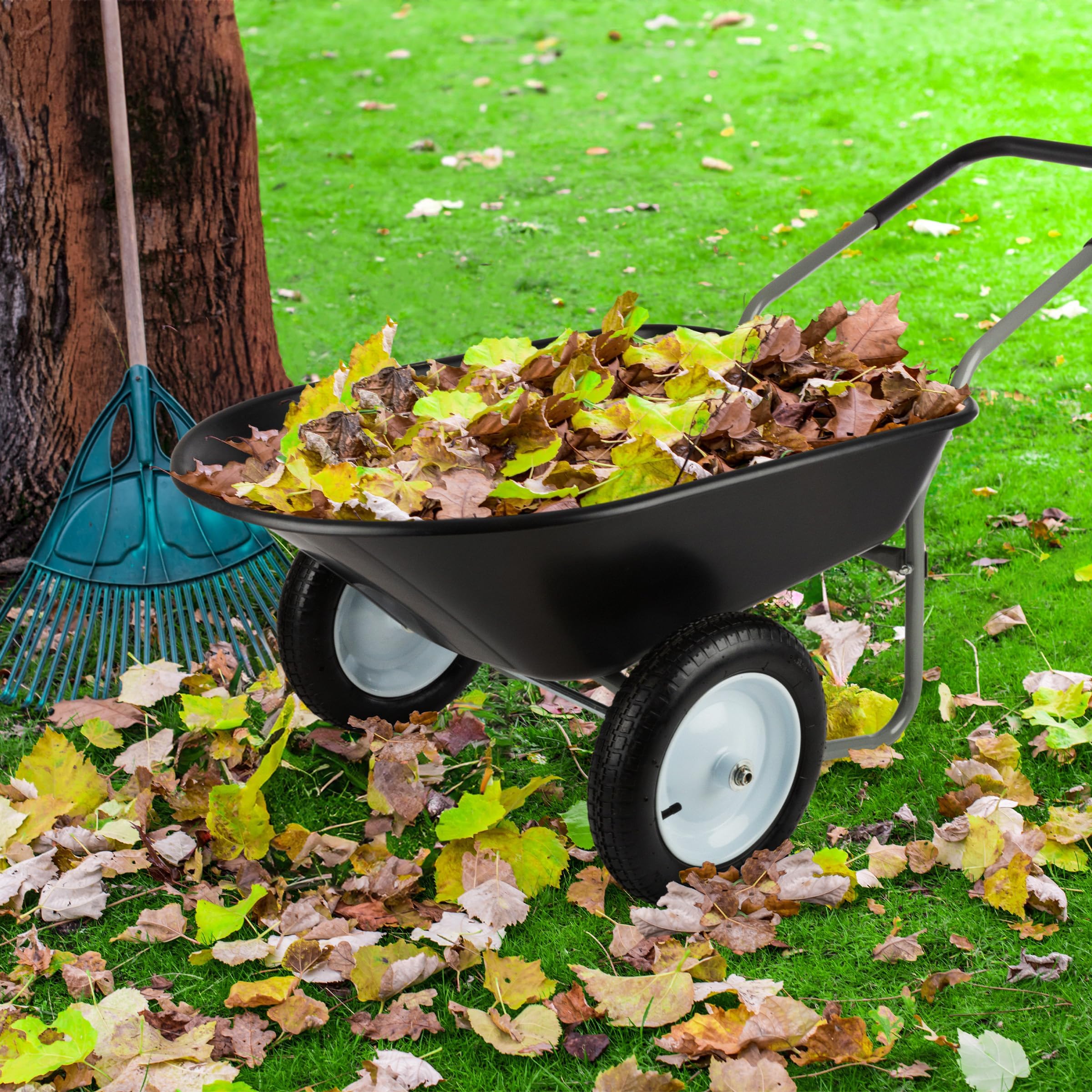 Amazon.com : Wheelbarrow - 2-Wheel Garden Cart with 300lb Weight ...