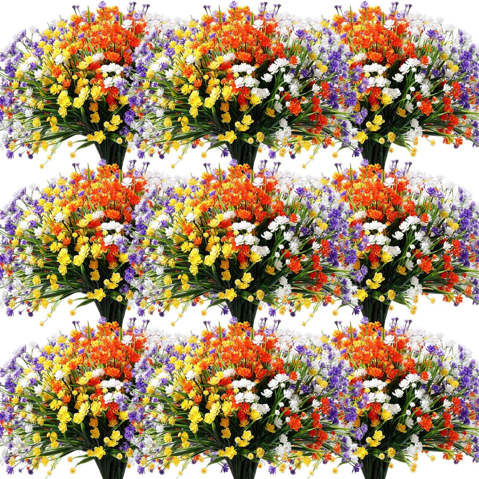 Amazon.com: Hotop 16 Bundles Artificial Flowers for Outdoors Fake ...