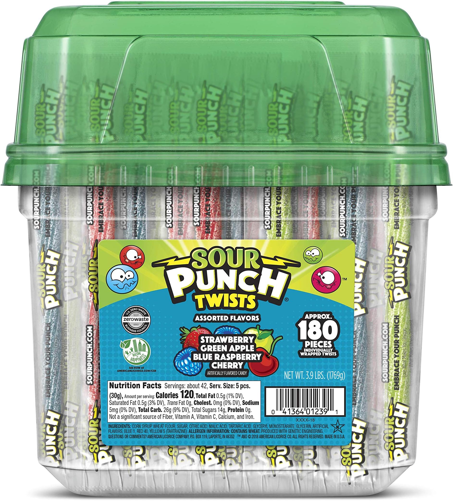 Amazon.com : Sour Punch Twists, 3" Individually Wrapped Chewy Candy, 4 ...