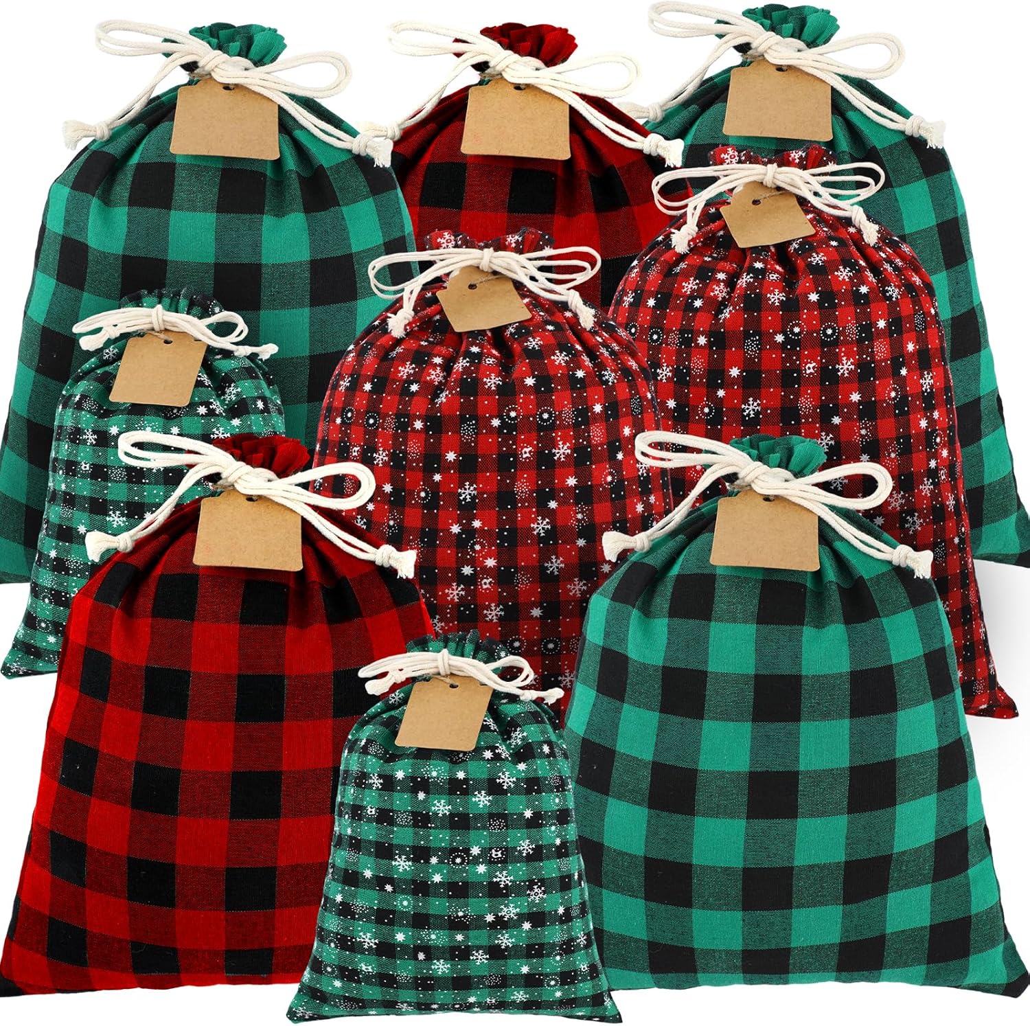 Amazon.com: Wesnoy 24 Pcs Christmas Cloth Gift Bags with 24 Tags ...