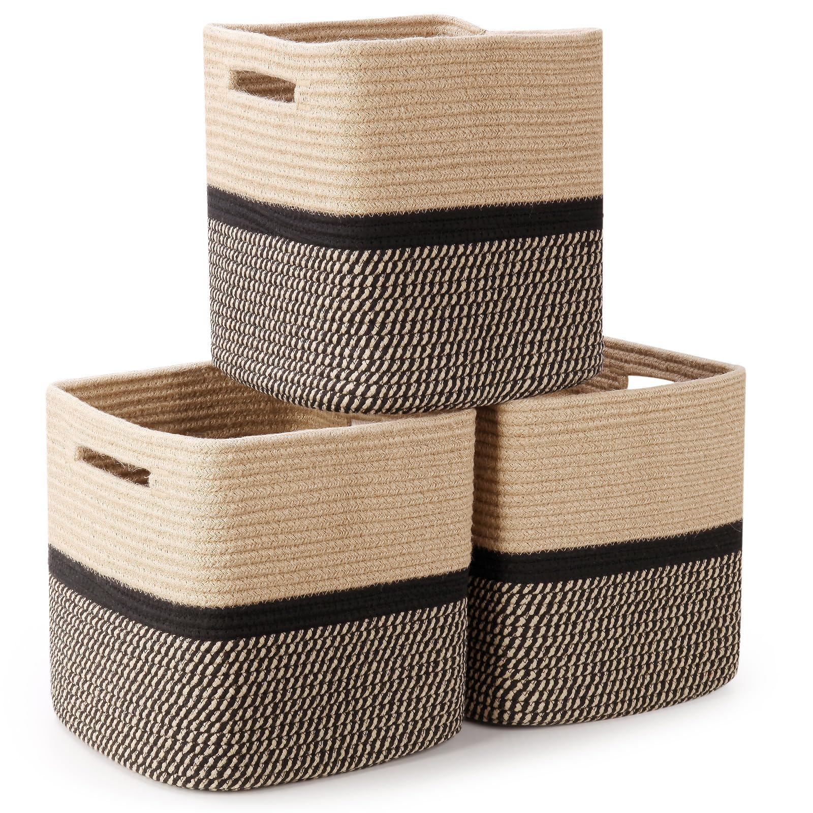SweetMemo Rope Storage Cubes 11 Inch, Woven Organizing Baskets, Square ...