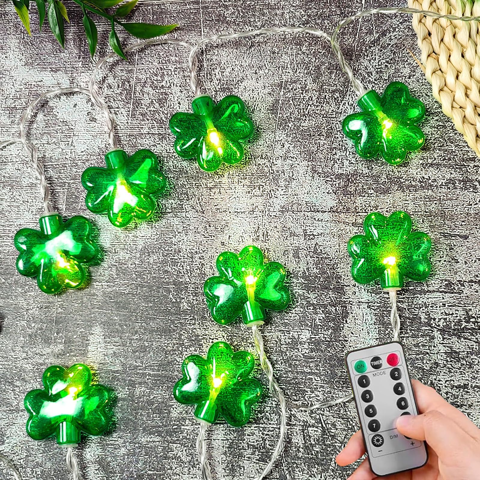 Amazon.com: St. Patrick's Day Lights Shamrock String Lights Battery ...