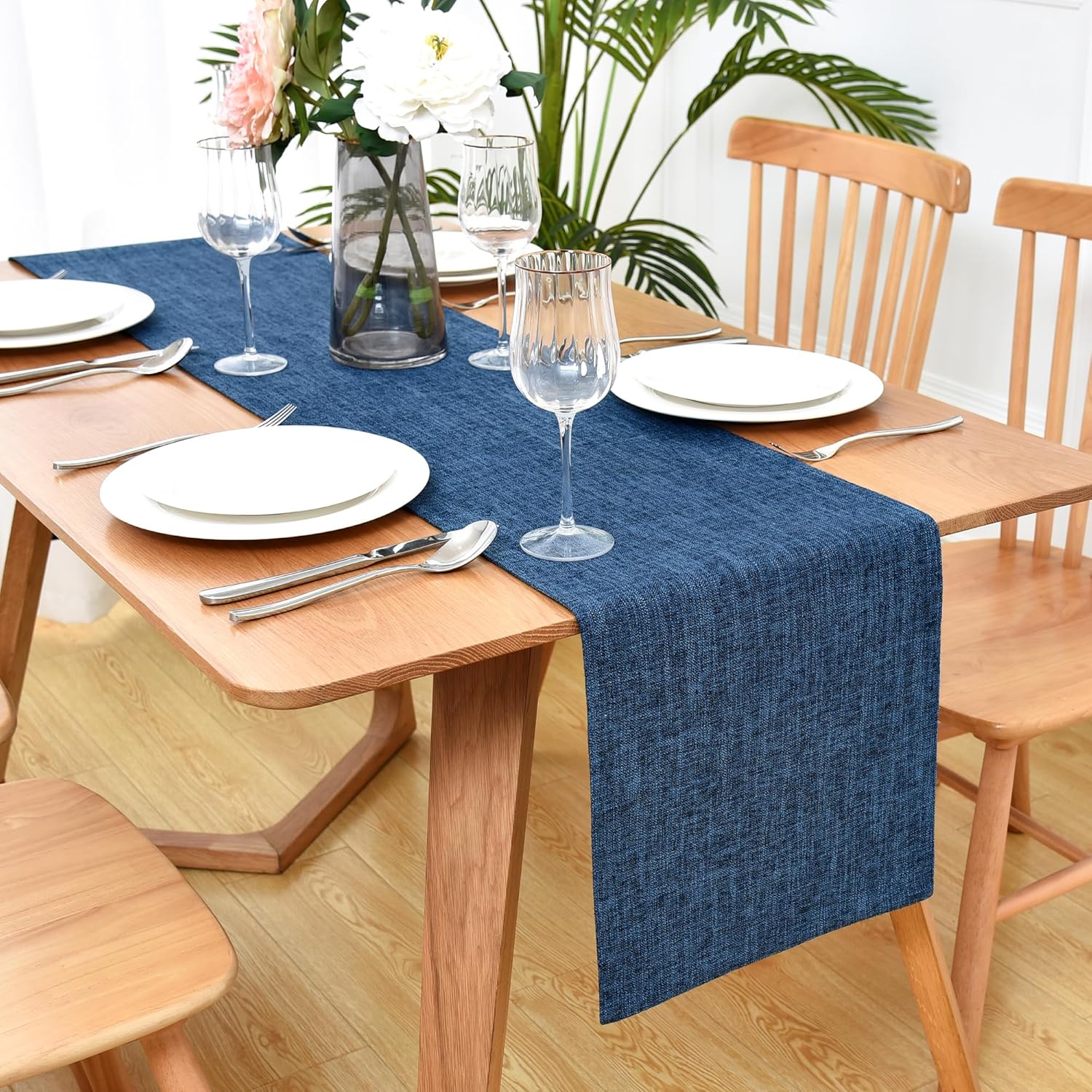 Amazon.com: Faux Linen Double Layer Table Runner 72 Inch Long Farmhouse ...