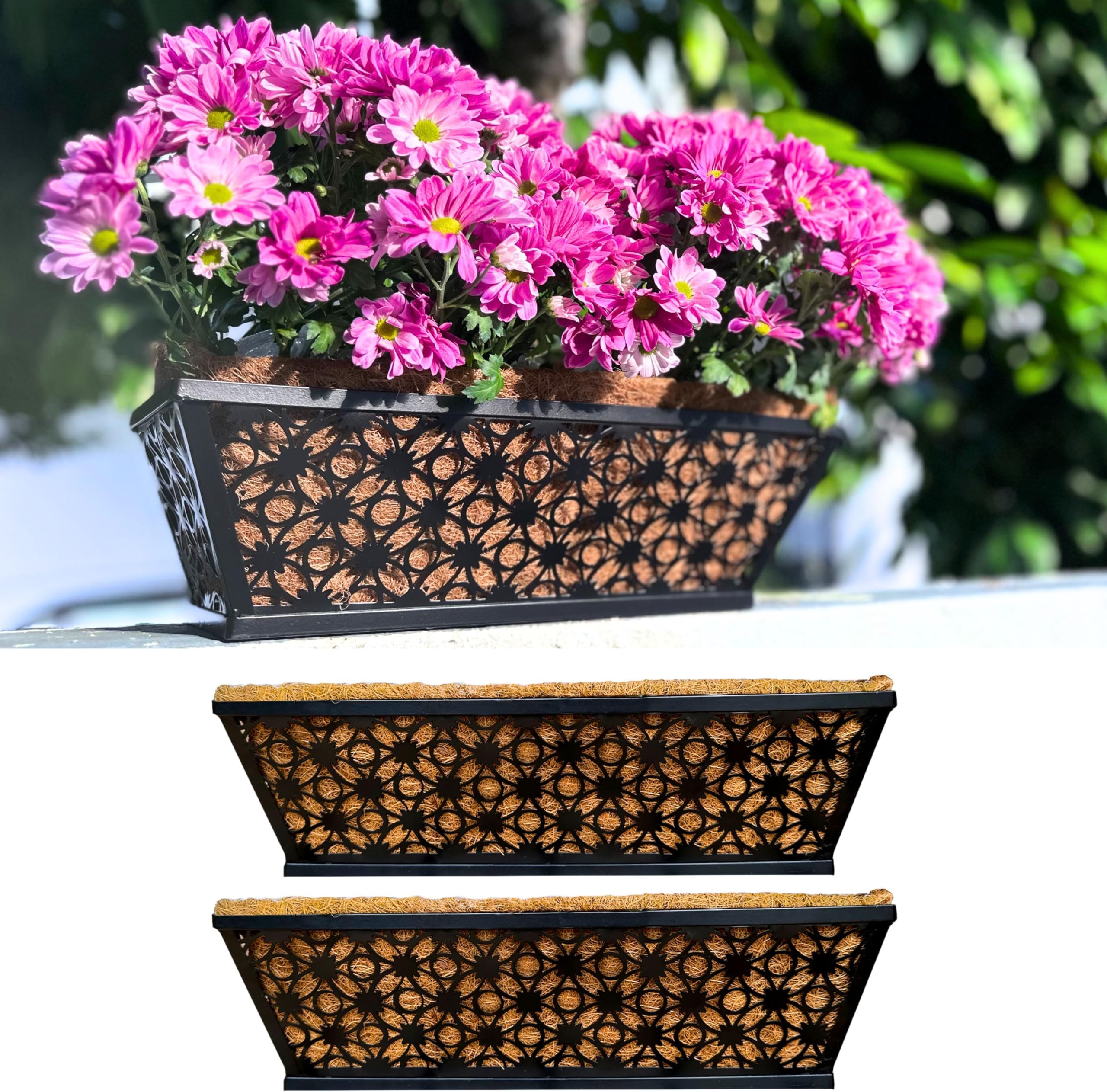 Amazon.com : LaLaGreen Window Boxes Planter (2 Pack, 16 Inch) White ...