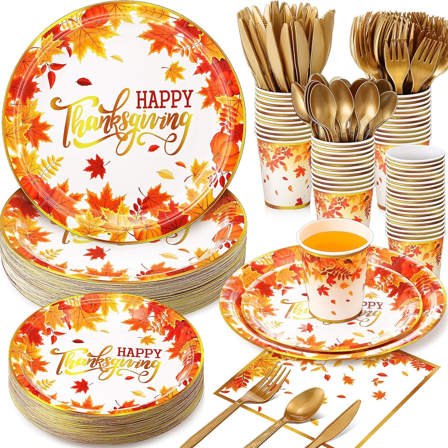Amazon.com: Ziliny 350 Pcs Thanksgiving Fall Party Supplies Maple Leaf ...